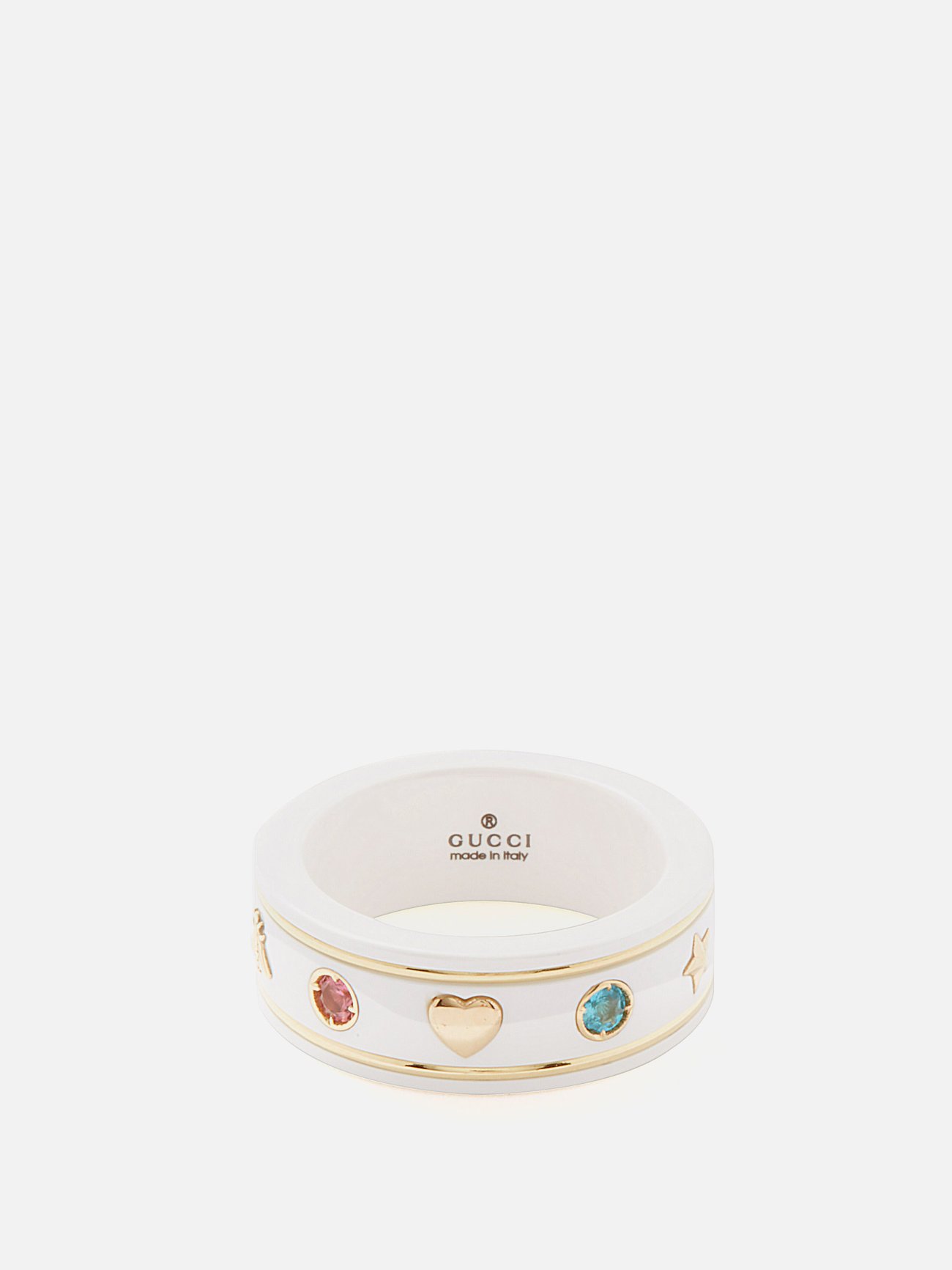 GUCCI Icon Zirconia, Topaz & 18kt Gold Ring in White | endource