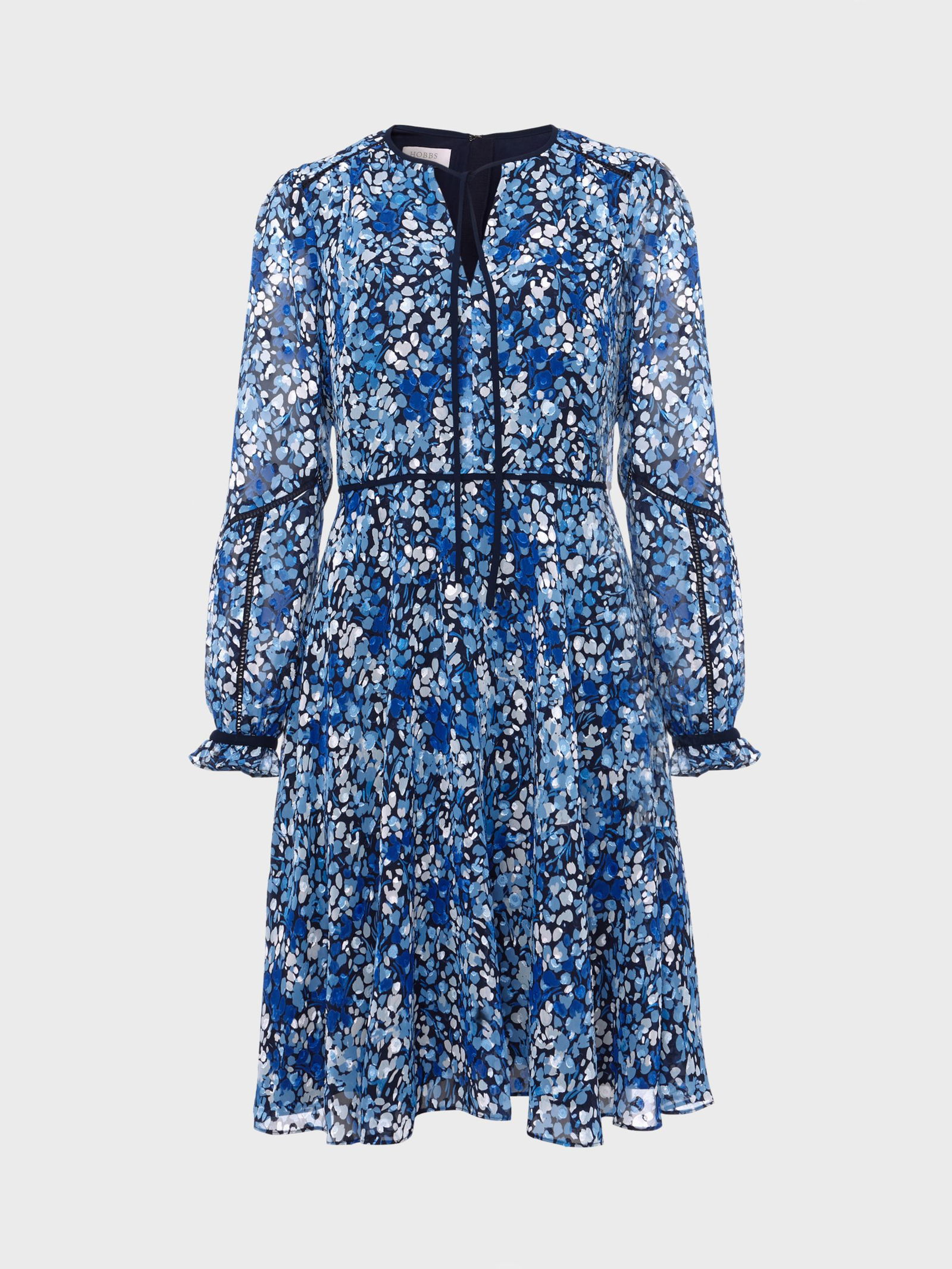 HOBBS Sasha Knee Length Dress in Blue/Multi | endource