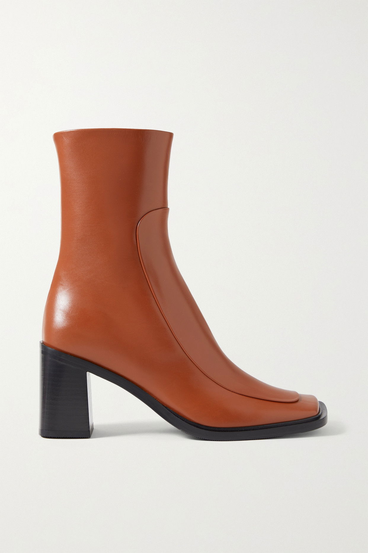 THE ROW Patch Paneled Leather Ankle Boots in Brown | Endource