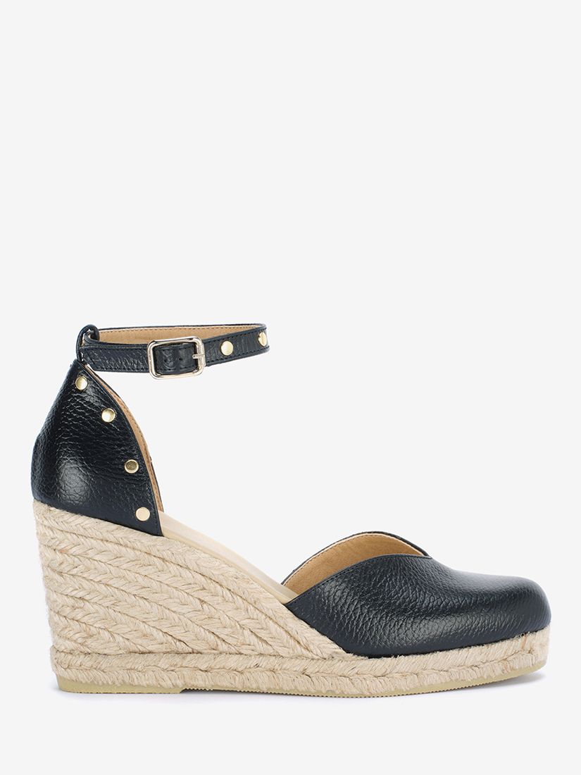 MINT VELVET Cheryl Leather Stud Espadrille Heel Sandals in Black | Endource