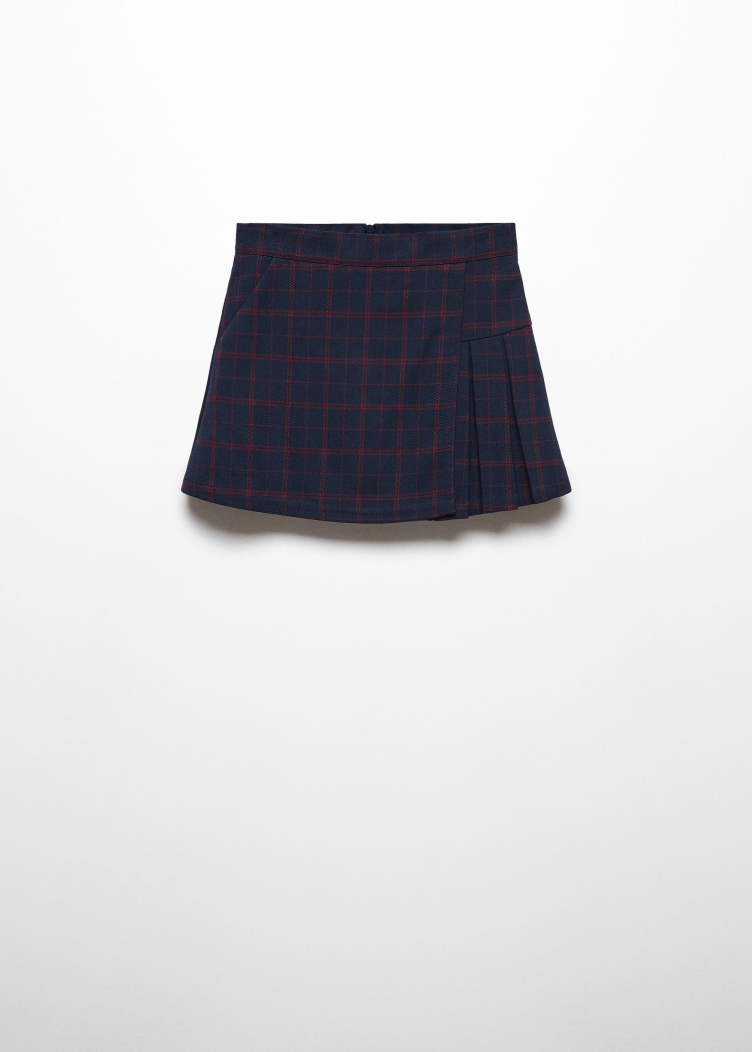 MANGO Pleated Check Skirt in Navy | endource