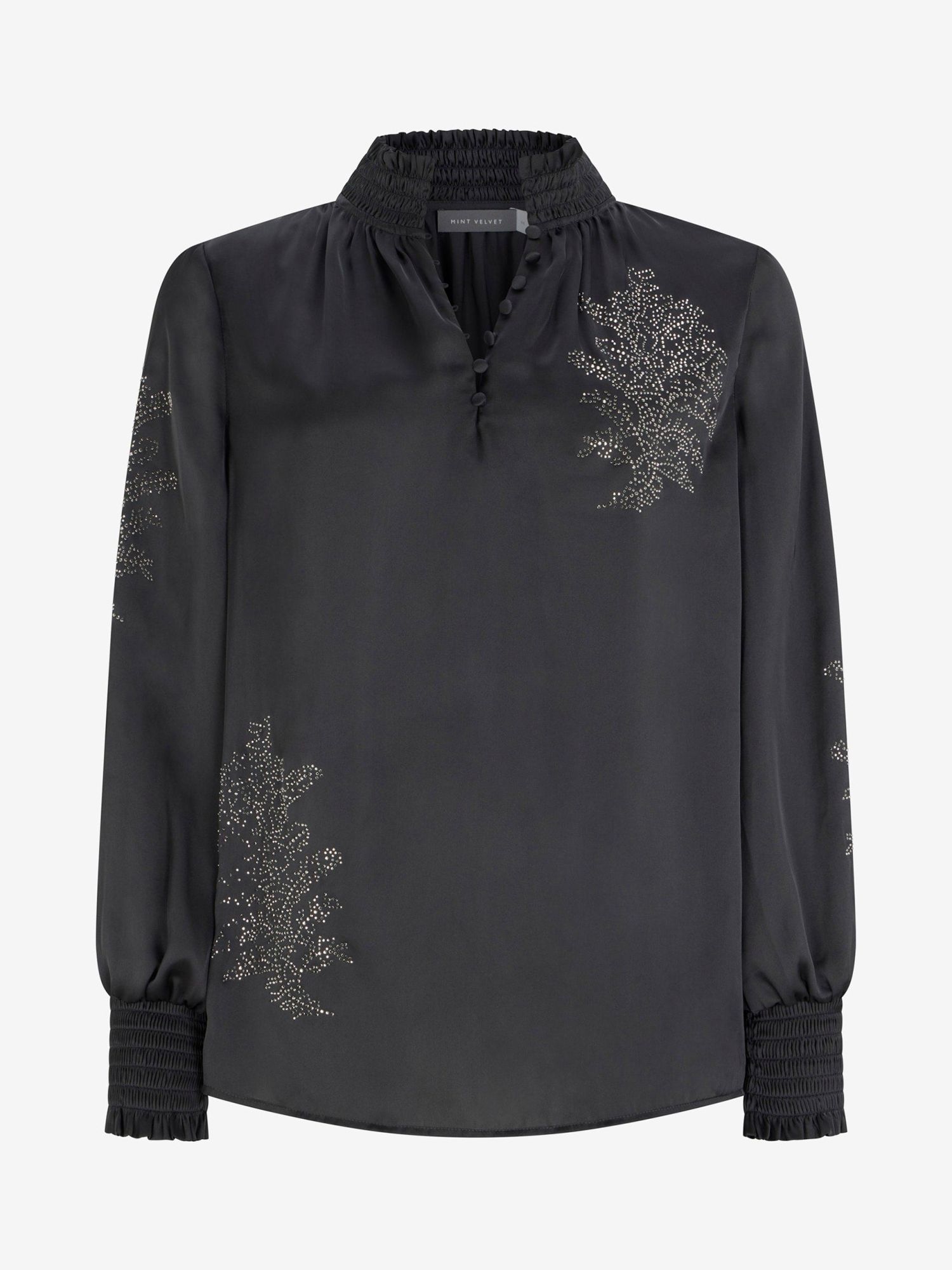 MINT VELVET Satin Embellished Blouse in Dark Grey | endource