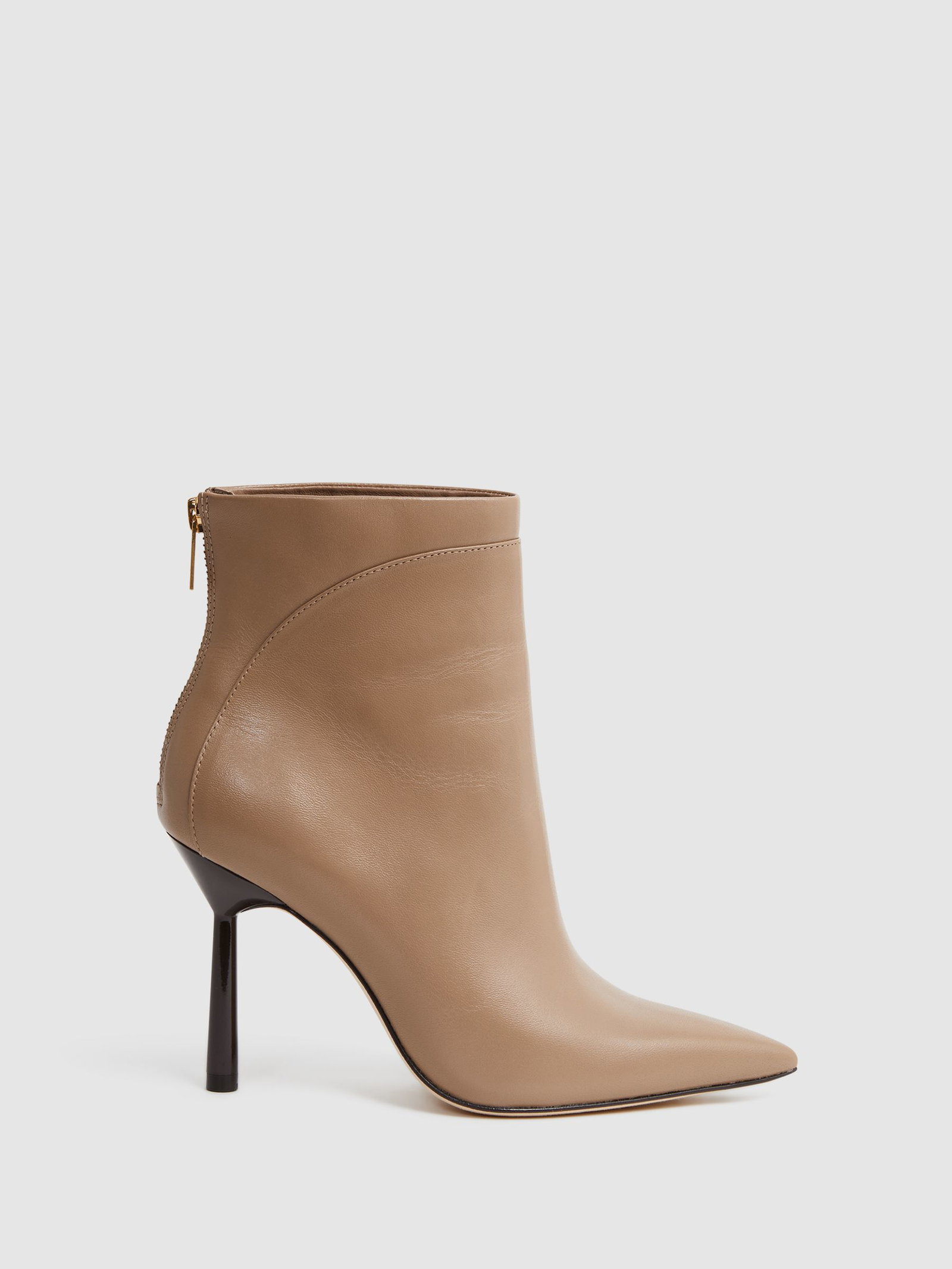 REISS Lyra Signature Leather Ankle Boots in Camel | endource