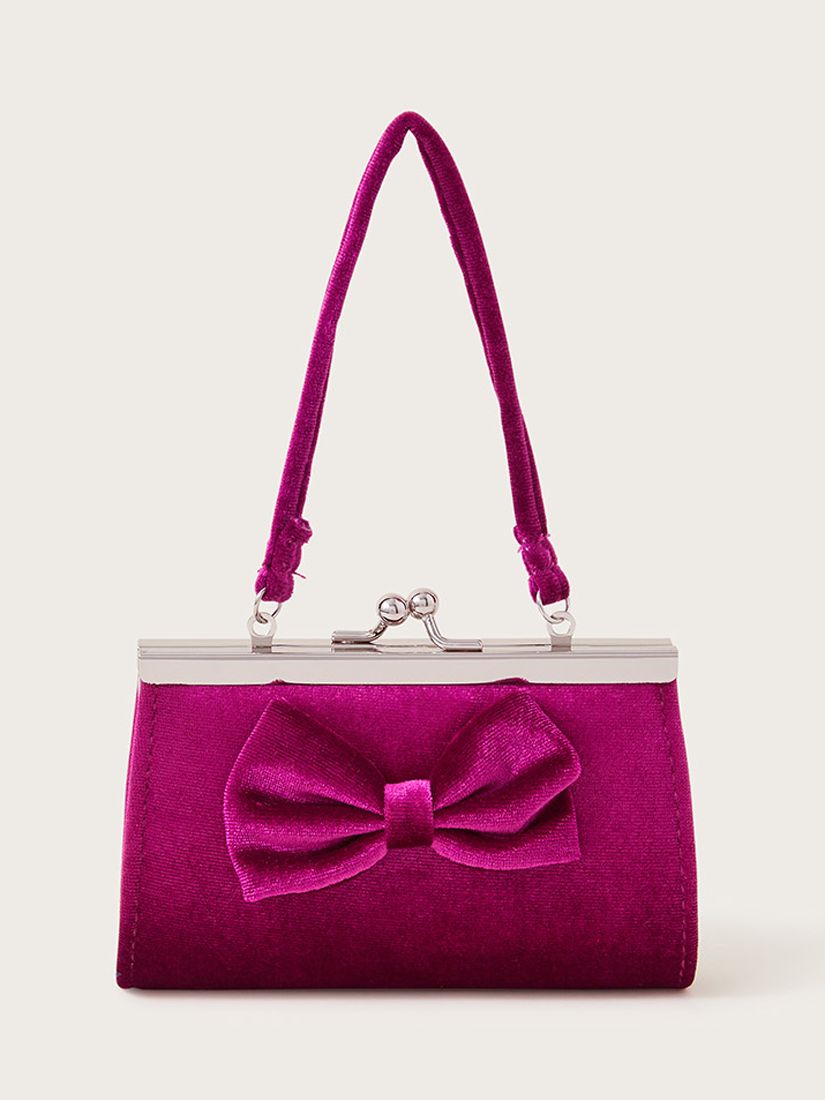 Monsoon Kids' Berry Velvet Bow Mini Handbag in Burgundy | endource