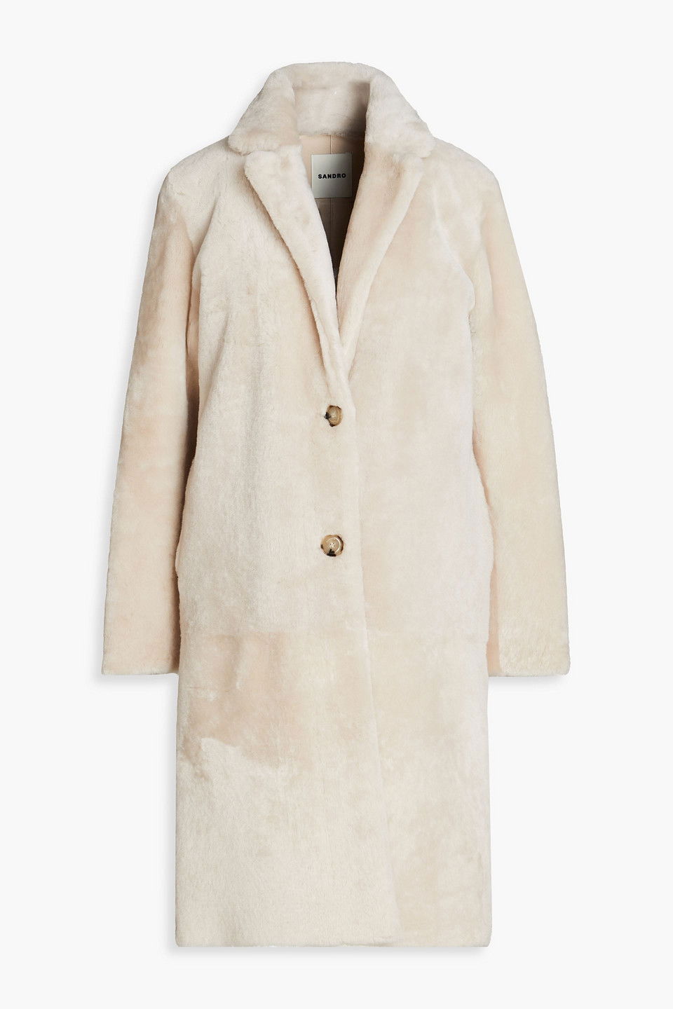 SANDRO Shearling Coat in Neutral | Endource