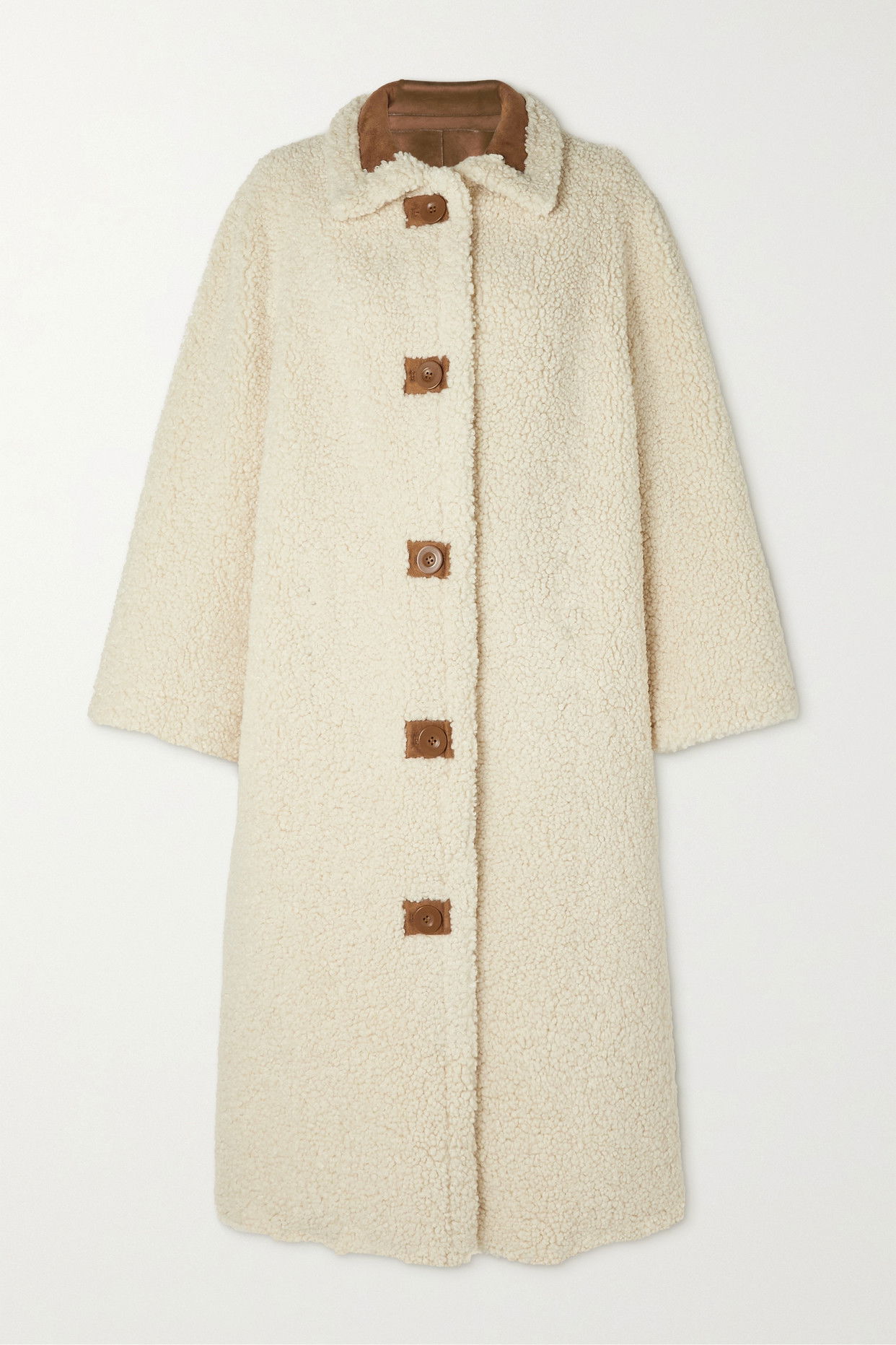 STAND STUDIO Kenca Reversible Faux Shearling And Faux Suede Coat in Off ...