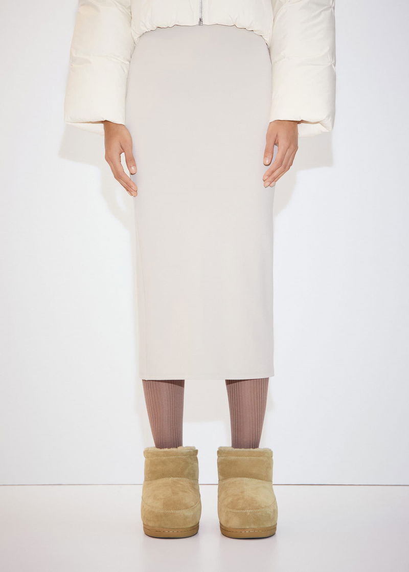 MANGO Ribbed Tights in Medium Brown | endource