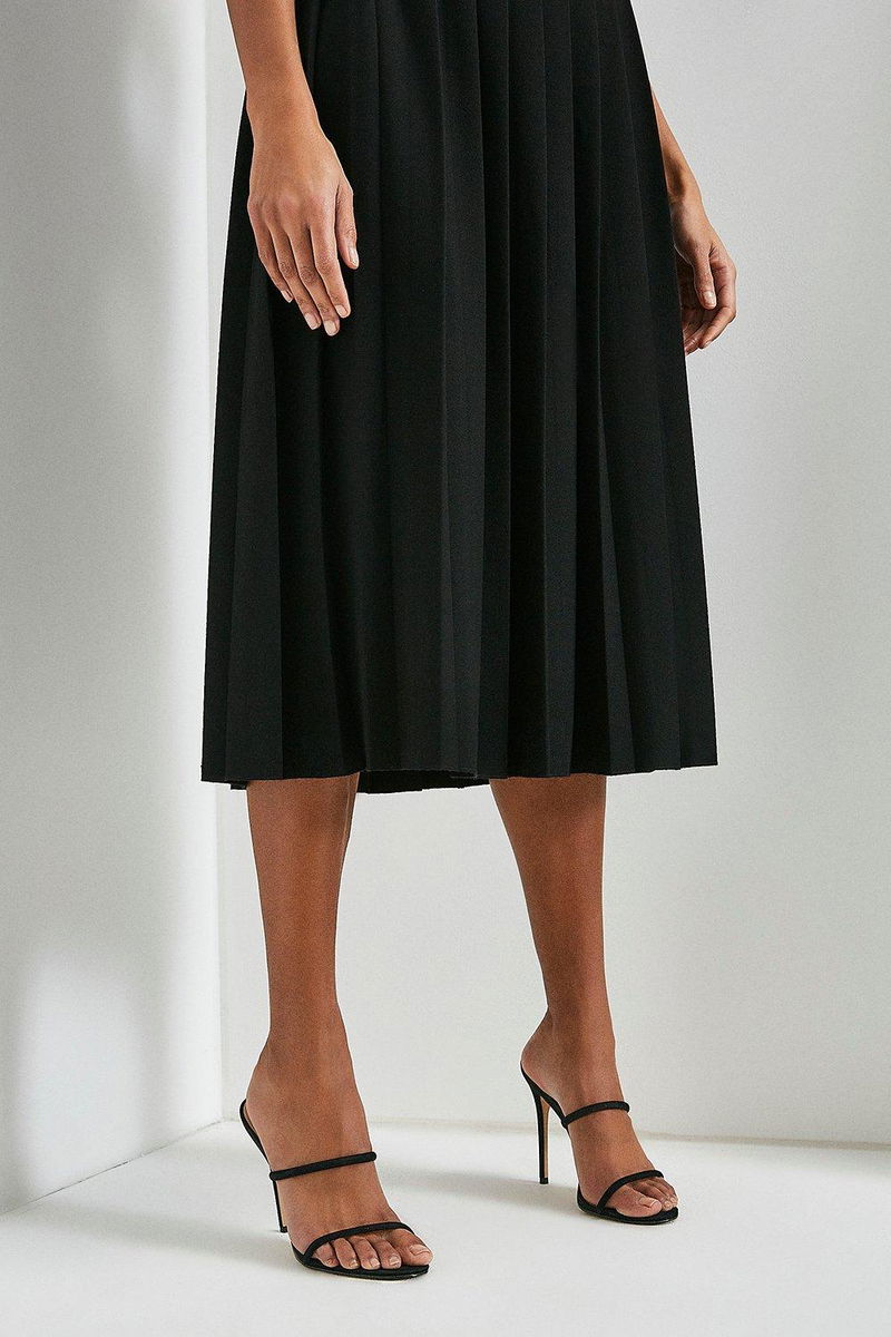 Karen Millen Structured Crepe Forever Pleated Midi Dress Endource