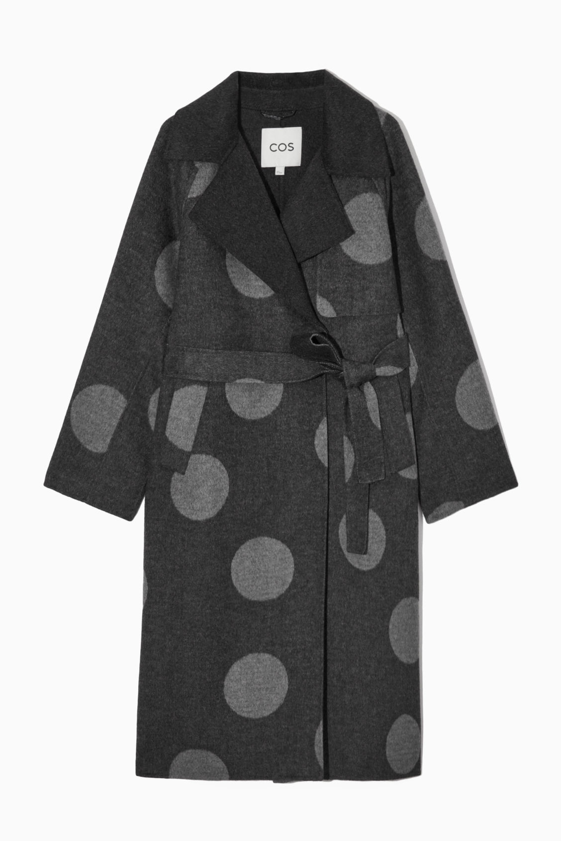 COS Oversized Polka-Dot Wool Coat in GREY / POLKA-DOT | endource