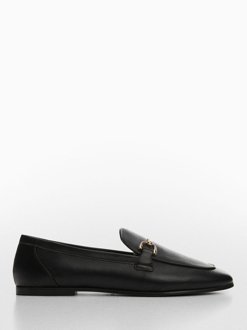 MANGO Leather Loafers in Black | Endource