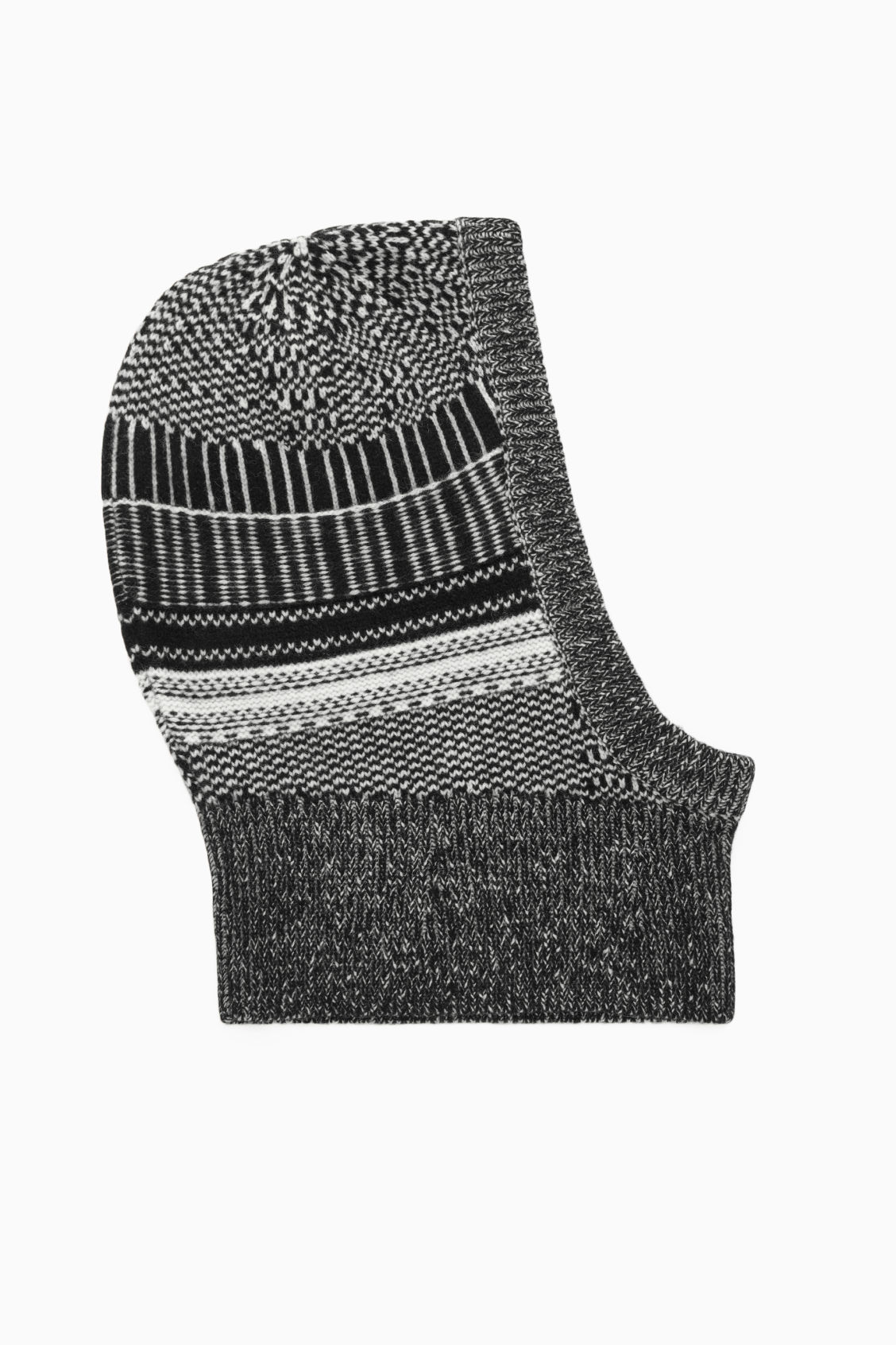 COS Fair Isle Merino Wool Balaclava in BLACK / WHITE | Endource