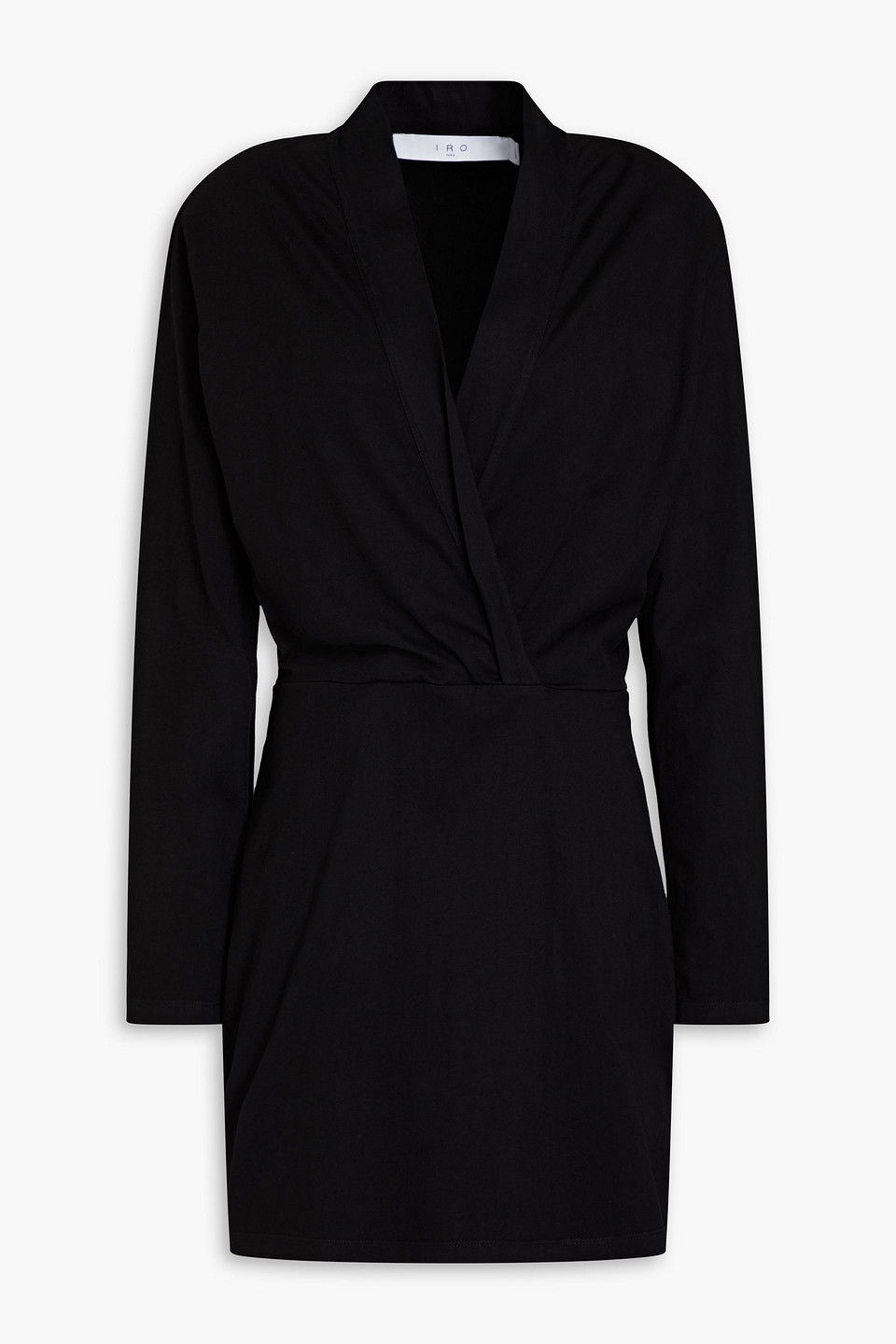 IRO Davida Wrap-Effect Mini Dress in Black | endource
