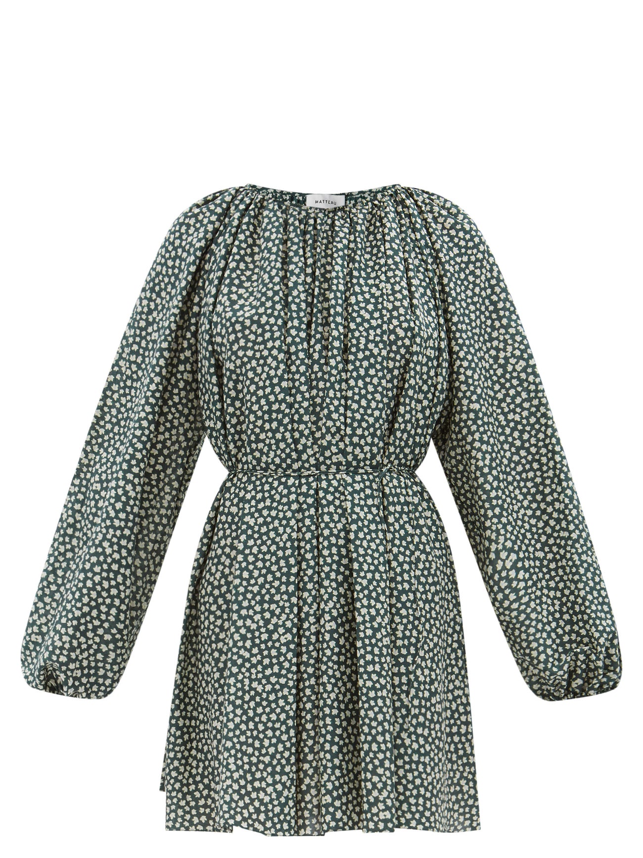 MATTEAU Floral-Print Cotton-Blend Poplin Mini Dress in Green | endource
