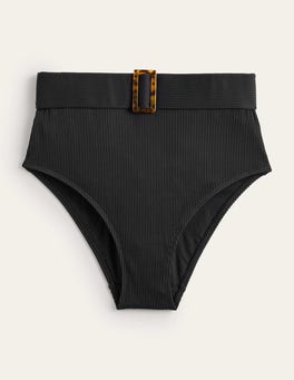 BODEN Resin Buckle Bikini Bottoms in Black | endource