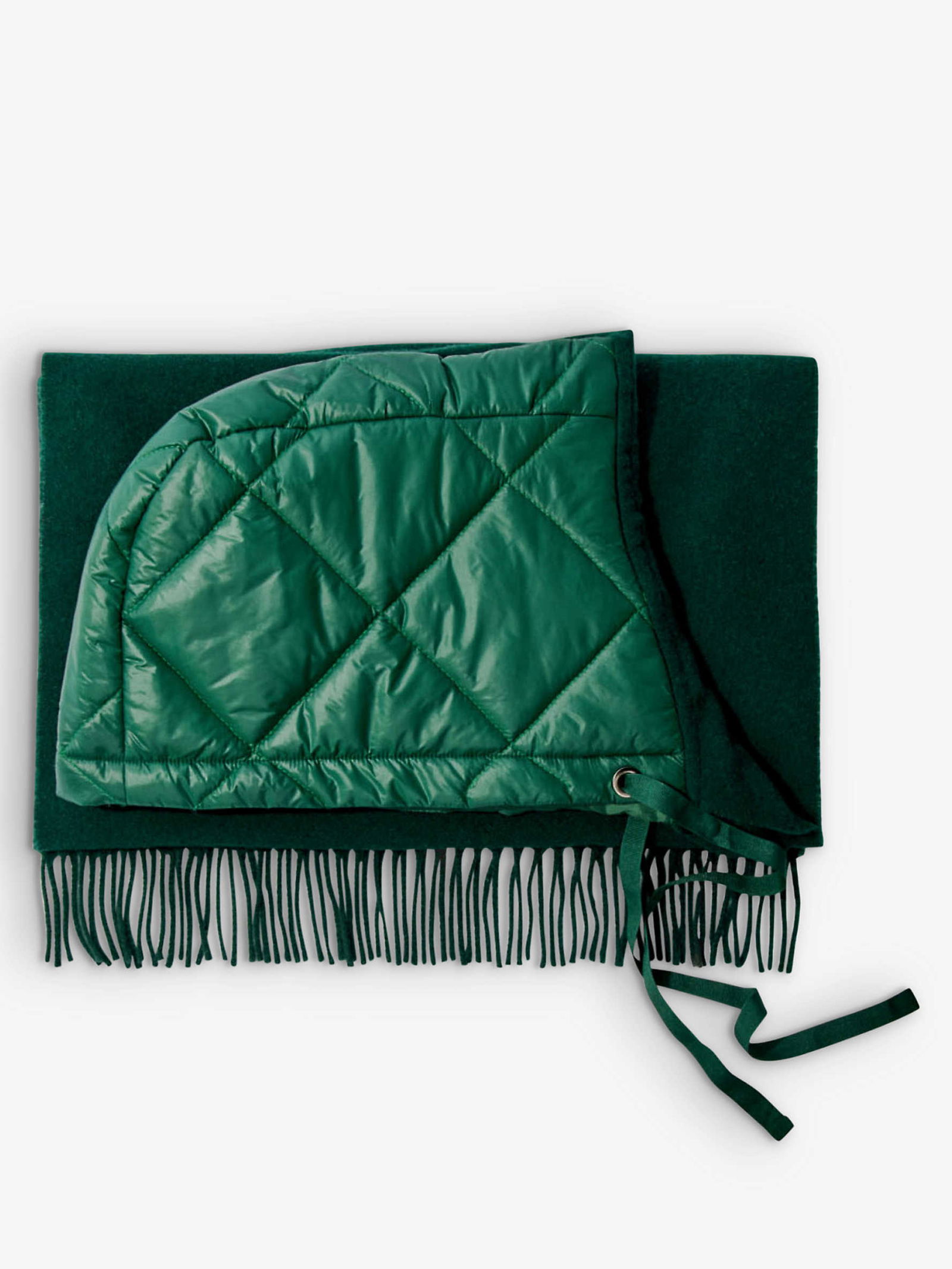 MAJE Pocket-Embellished Hooded Wool Poncho in Verts | endource