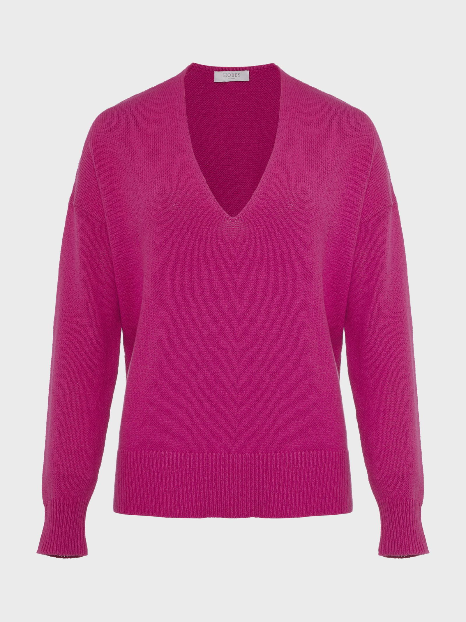 HOBBS Hazel Dropped Shoulder V Neck Jumper in Plum Pink | endource
