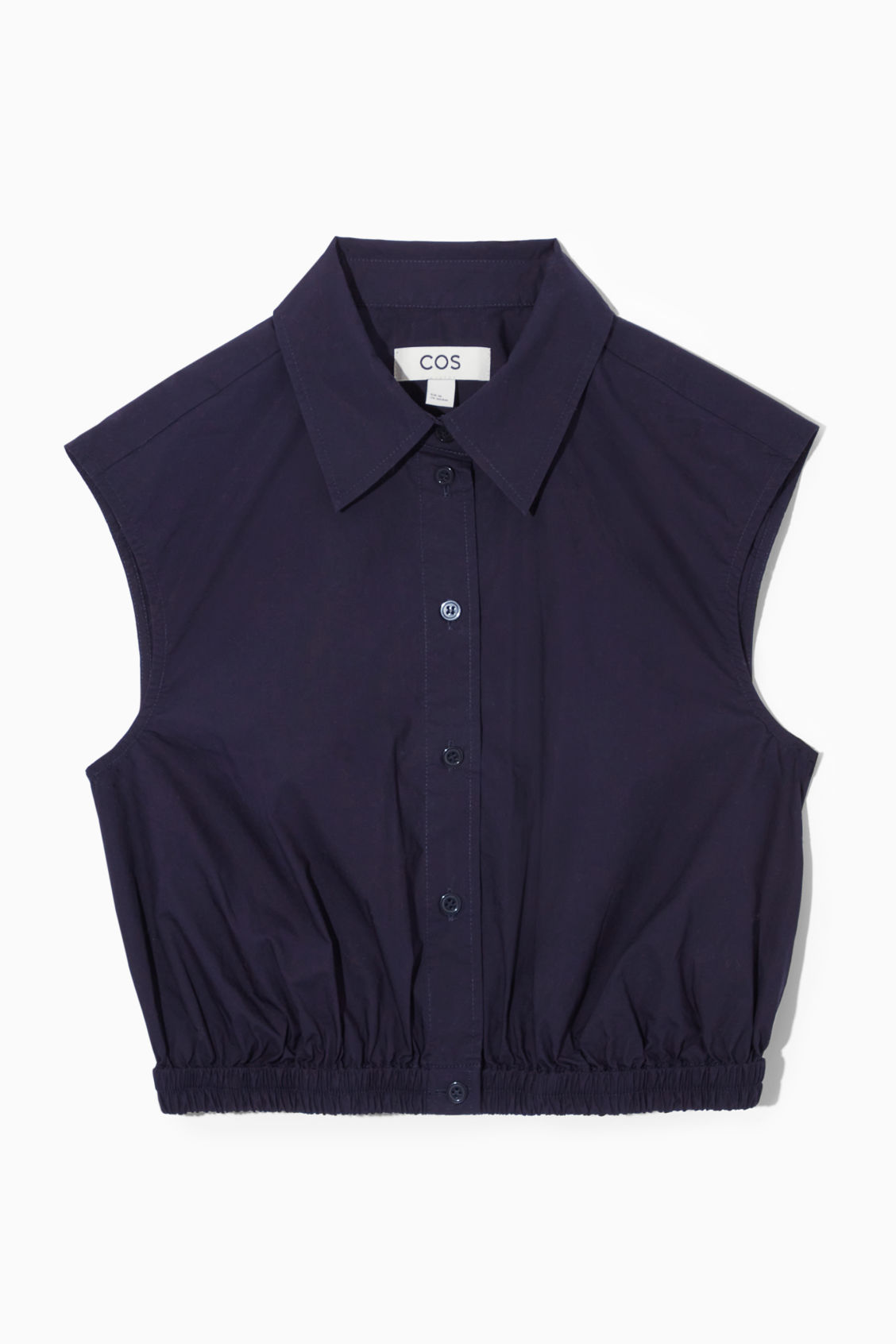 COS Cropped Sleeveless Shirt in NAVY | endource