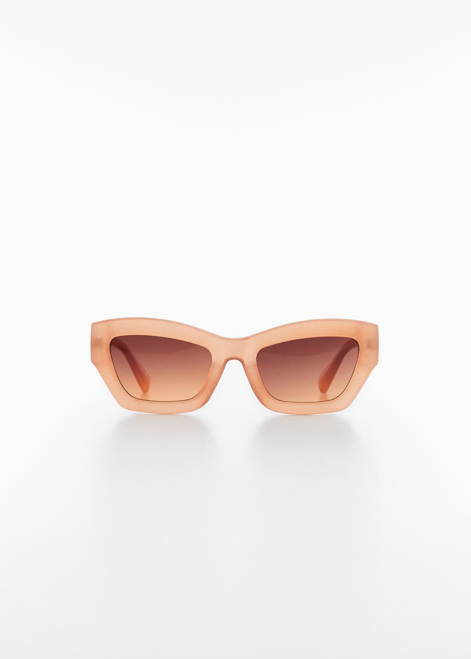 MANGO Squared Frame Sunglasses in Beige | endource