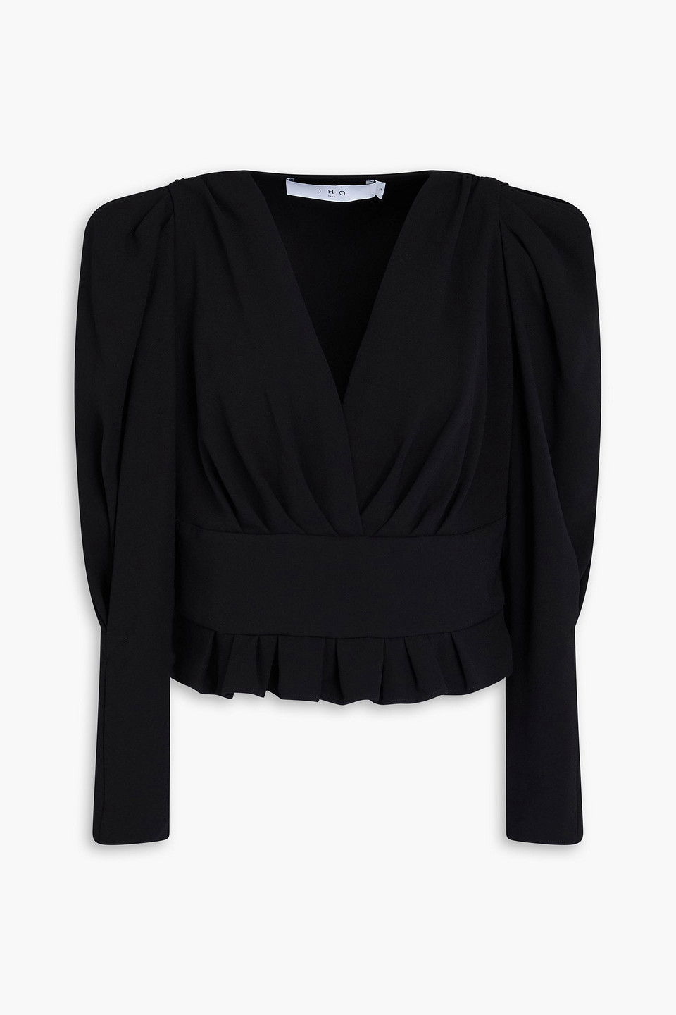 IRO Stepie Wrap-Effect Crepe Top in Black | endource