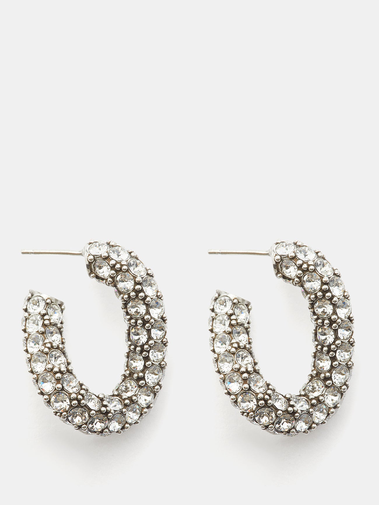 ISABEL MARANT Funky Ring Crystal Hoop Earrings in Silver | Endource