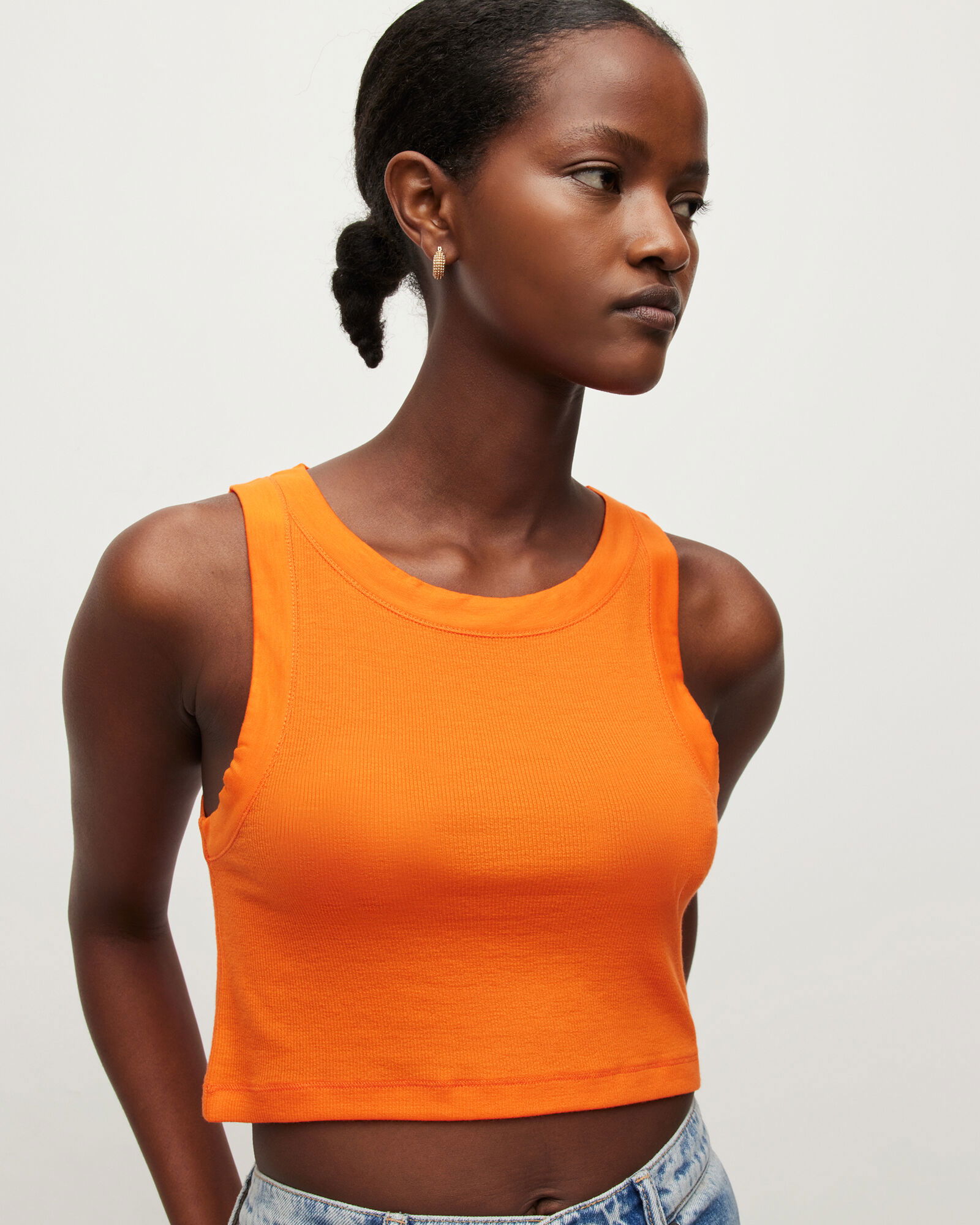 ALLSAINTS Rina Cropped Tank in Pop Orange | endource