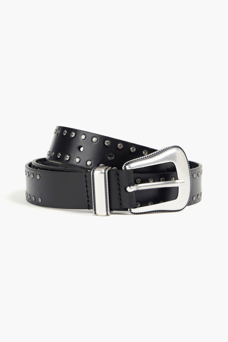 IRO Dorsy Studded Leather Belt in Black | endource