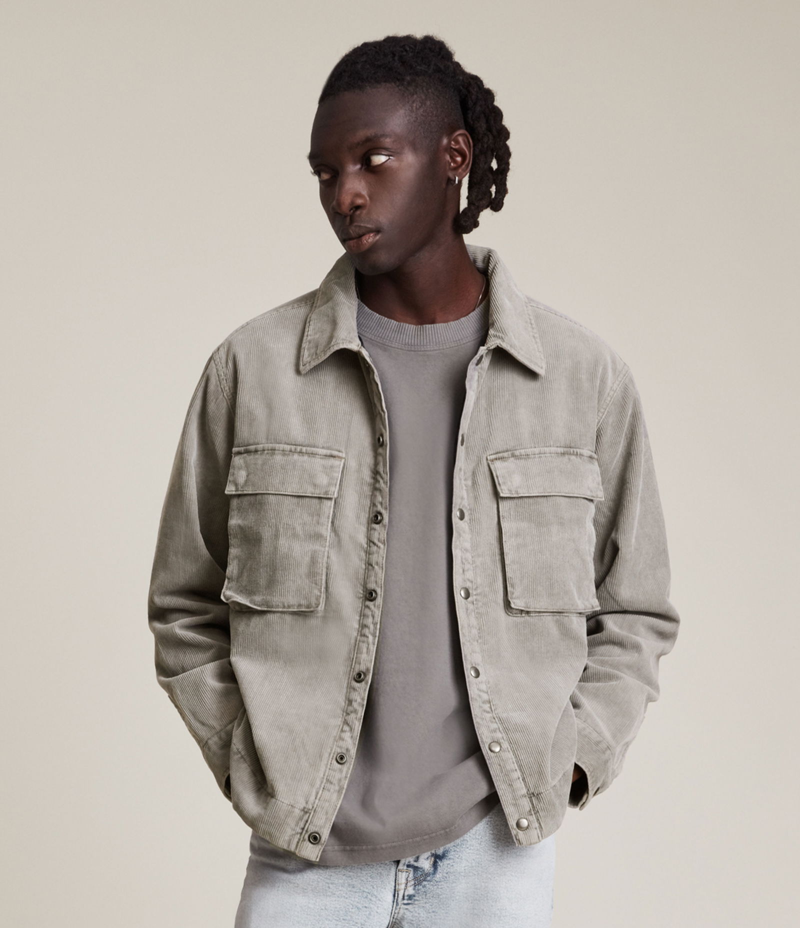 ALLSAINTS Natt Corduroy Jacket in Inox Grey | endource