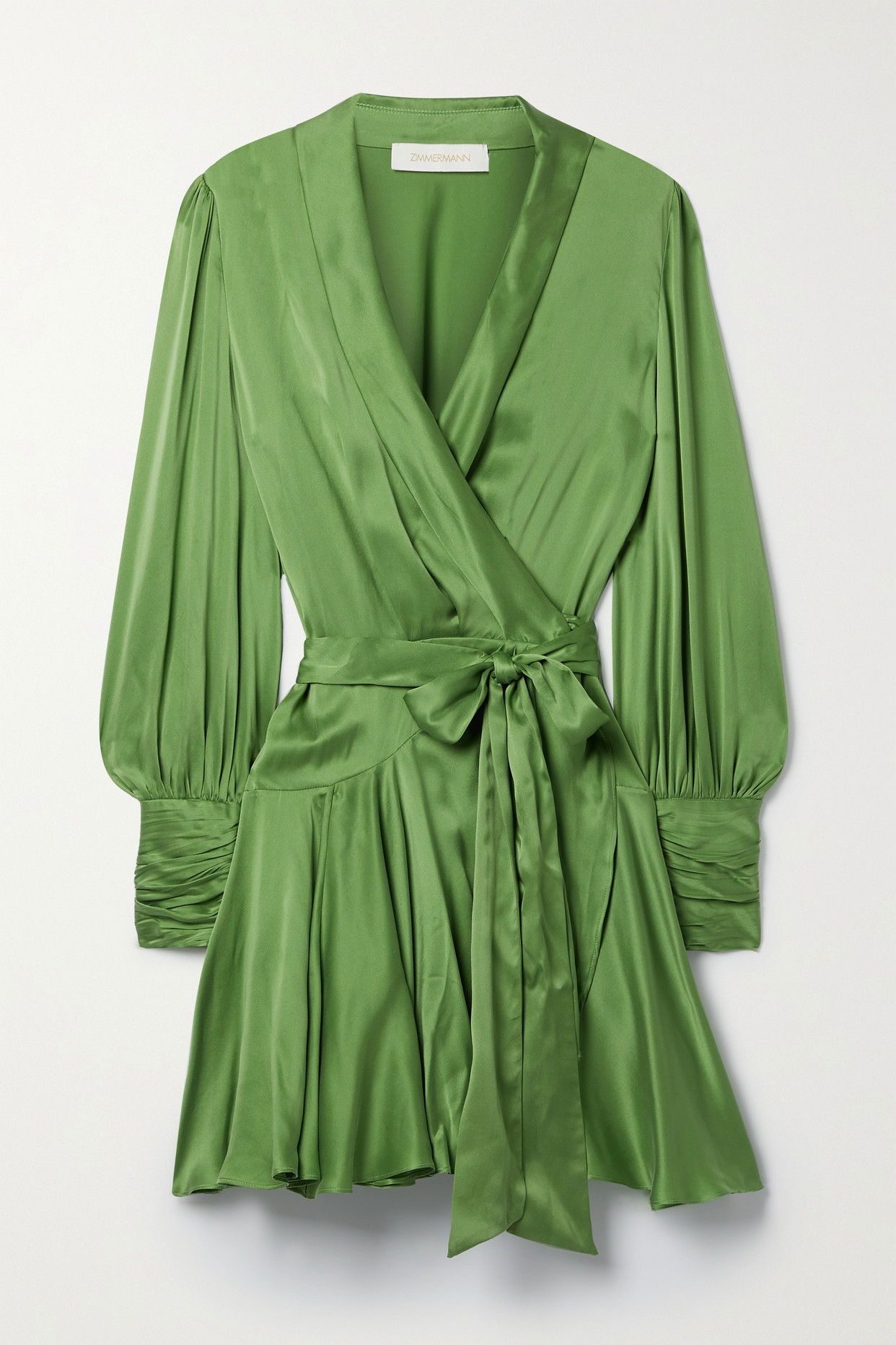 ZIMMERMANN Ruffled Silk-Satin Mini Wrap Dress | Endource