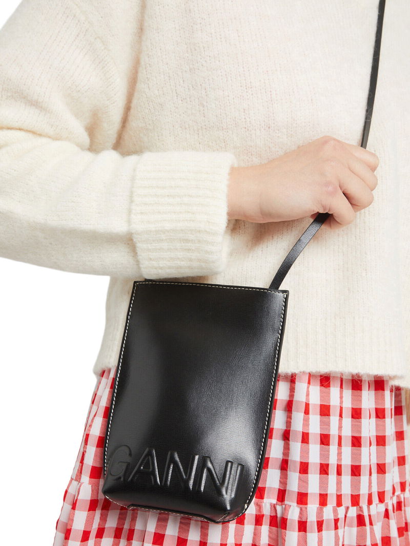 GANNI Banner Phone Crossbody in Black | endource