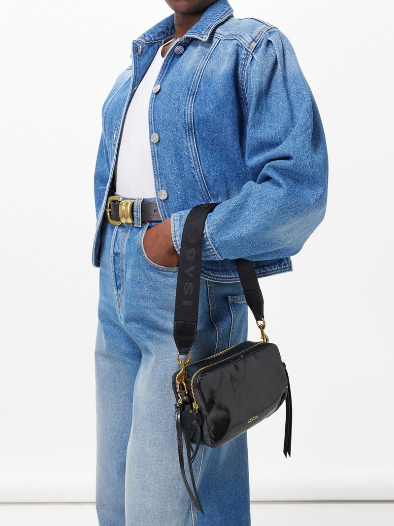 ISABEL MARANT Wardy Patent Leather Cross-Body Camera Bag in Black ...