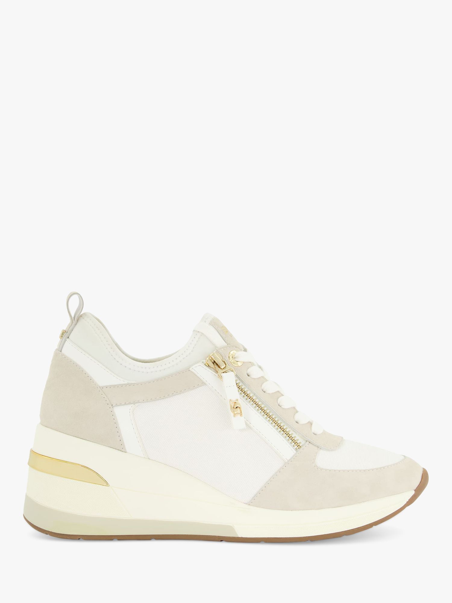 DUNE Eilin Leather Wedge Heel Trainers in Black-leather_mix | endource
