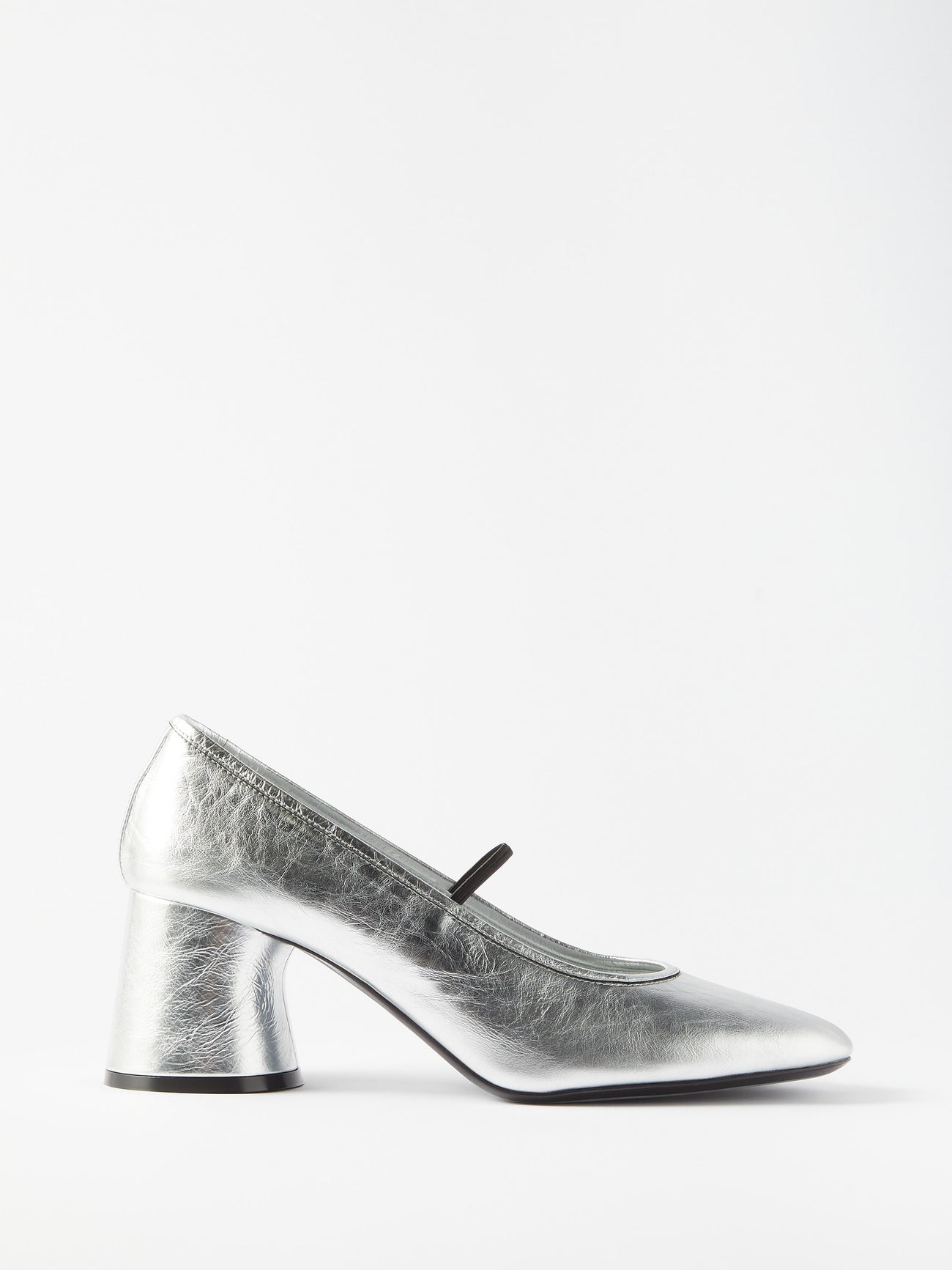 KHAITE Lorimer Metallic-Leather Mary Jane Pumps in Silver | endource