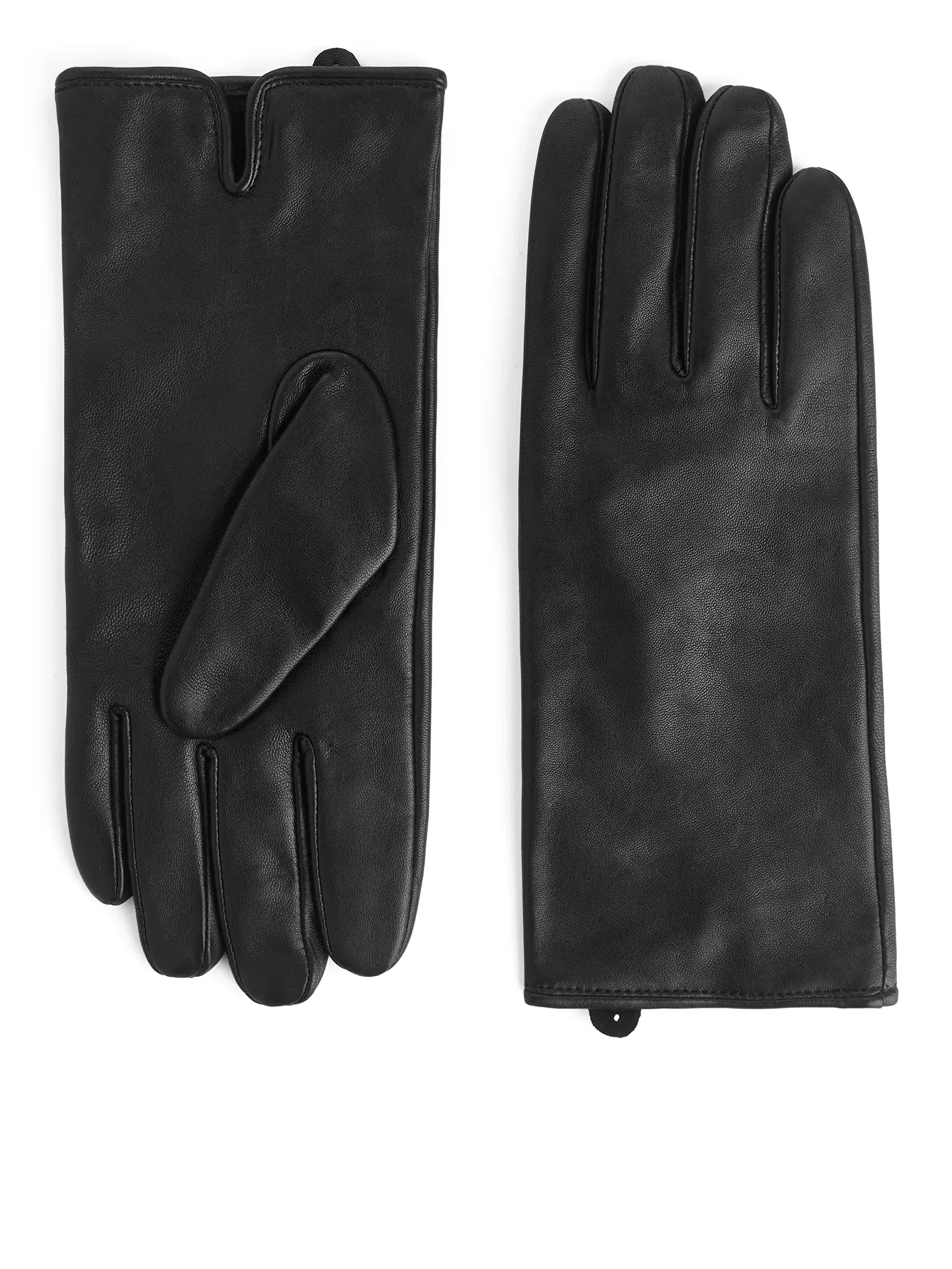 ARKET Lined Leather Gloves in Black | endource
