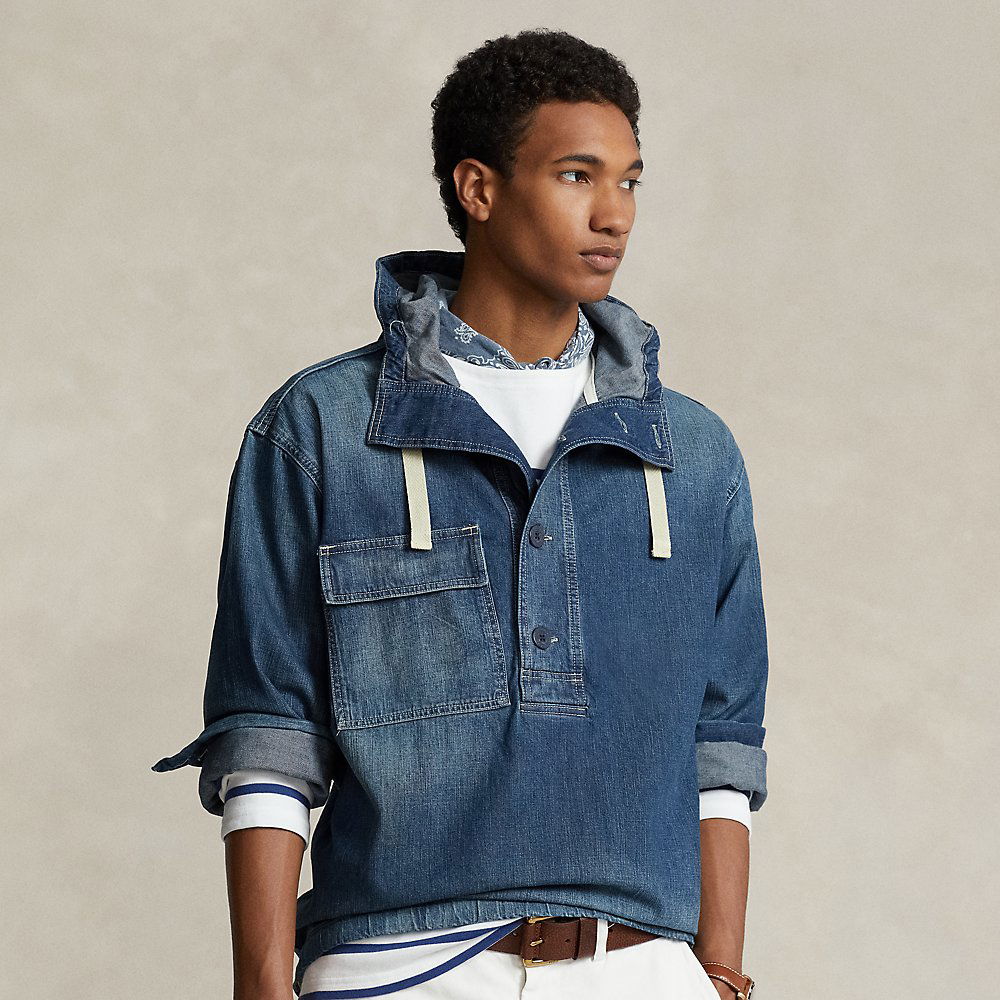 POLO RALPH LAUREN Denim Pullover Hooded Jacket in Blue | endource