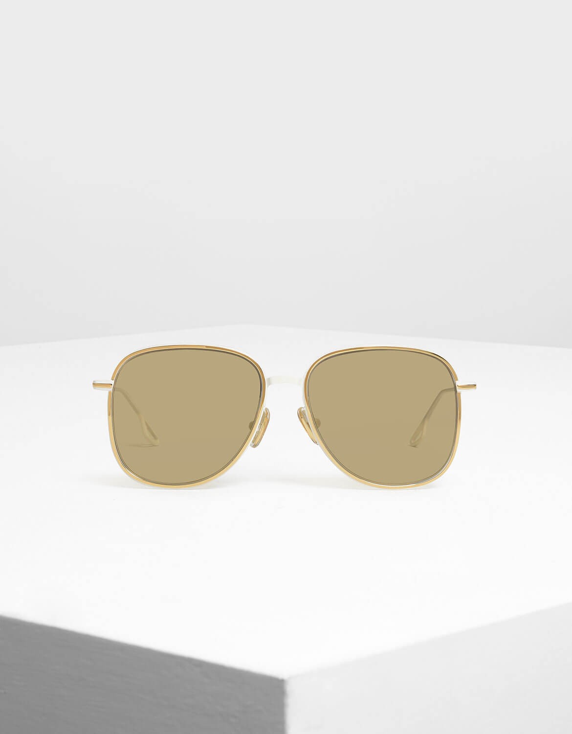 CHARLES & KEITH Classic Wire Framed Aviators in White | Endource