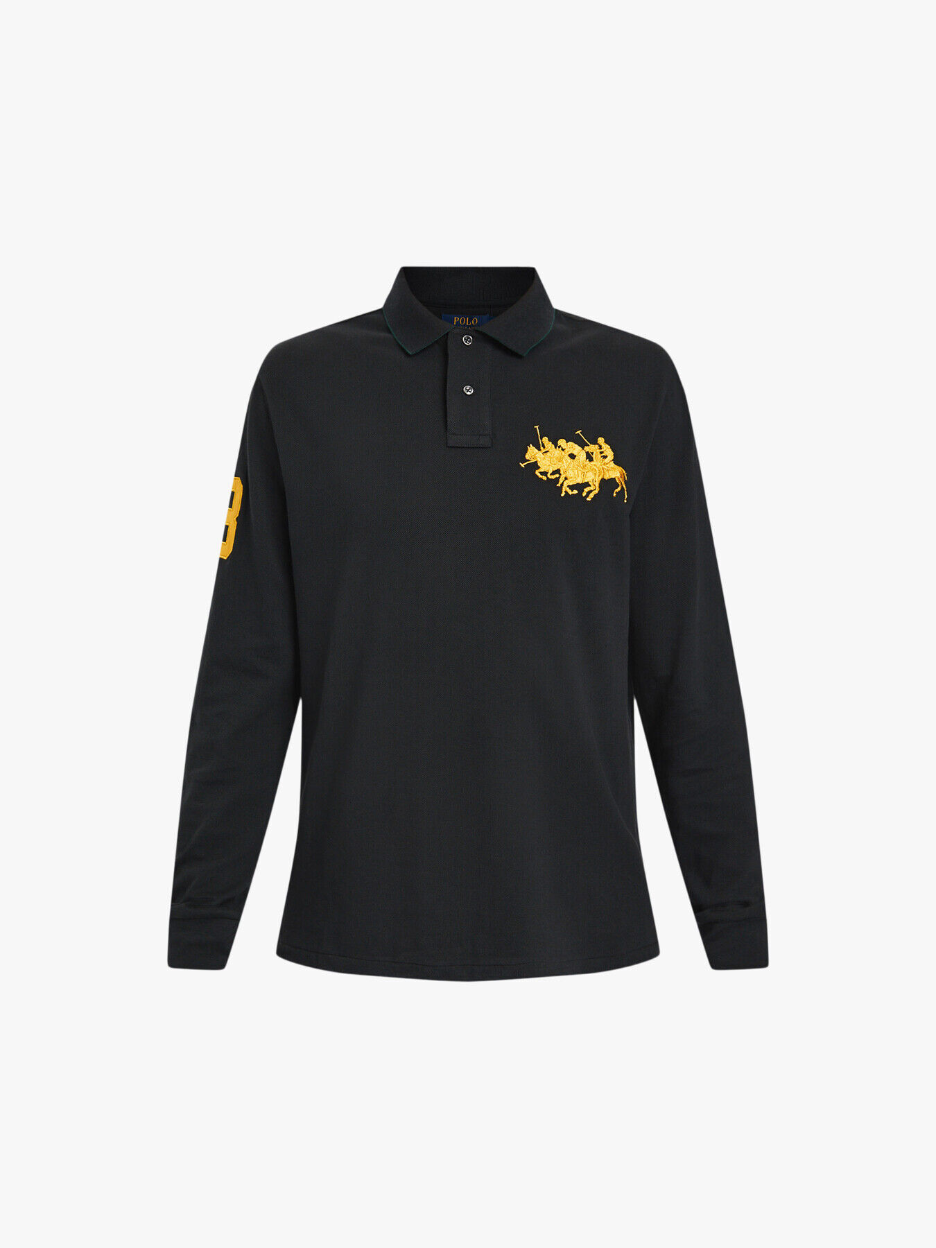 POLO RALPH LAUREN Gold Polo Match Long Sleeve Polo Top in Polo Black ...