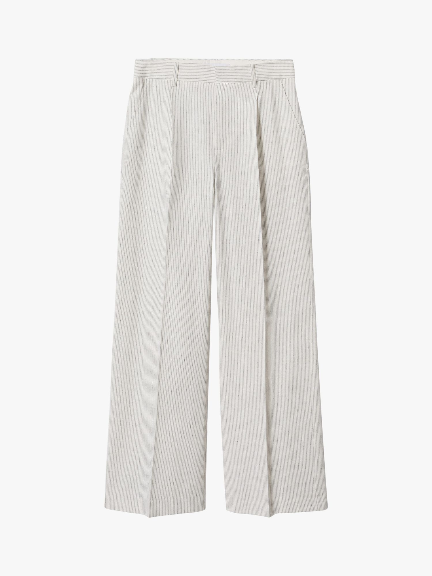 MANGO Linen Blend Trousers in Light Beige | endource