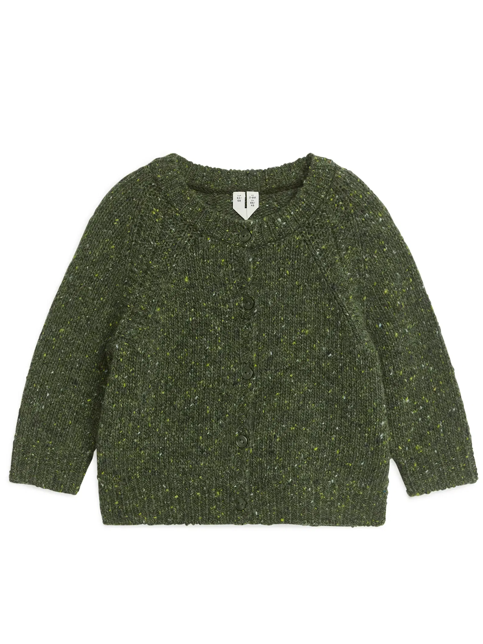ARKET Neps Wool Cardigan in Green/Neps | Endource