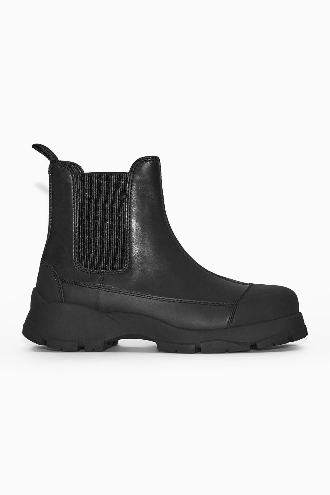 COS Rubber-Trimmed Leather Chelsea Boots in BLACK | Endource