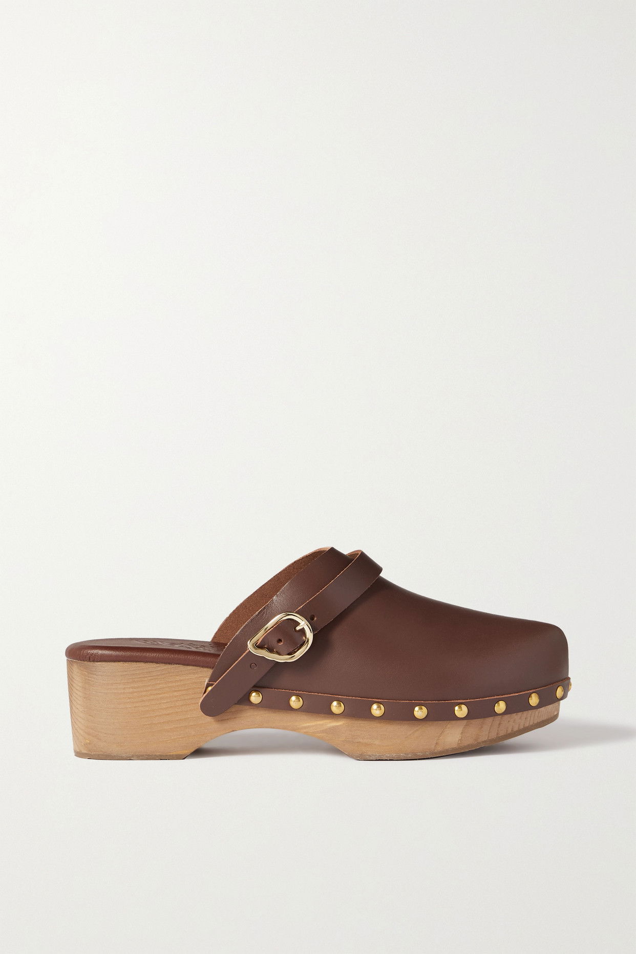 ANCIENT GREEK SANDALS Classic Leather Platform Clogs in Brown | endource