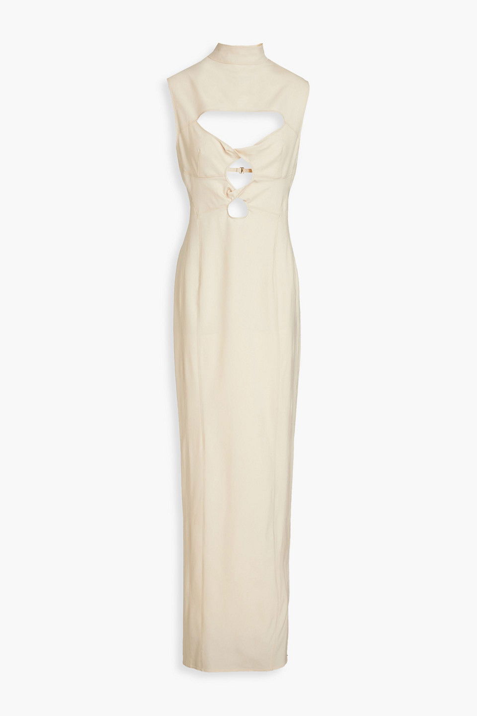 JACQUEMUS Palmi Twist-Front Cutout Wool Maxi Dress in Neutral | Endource