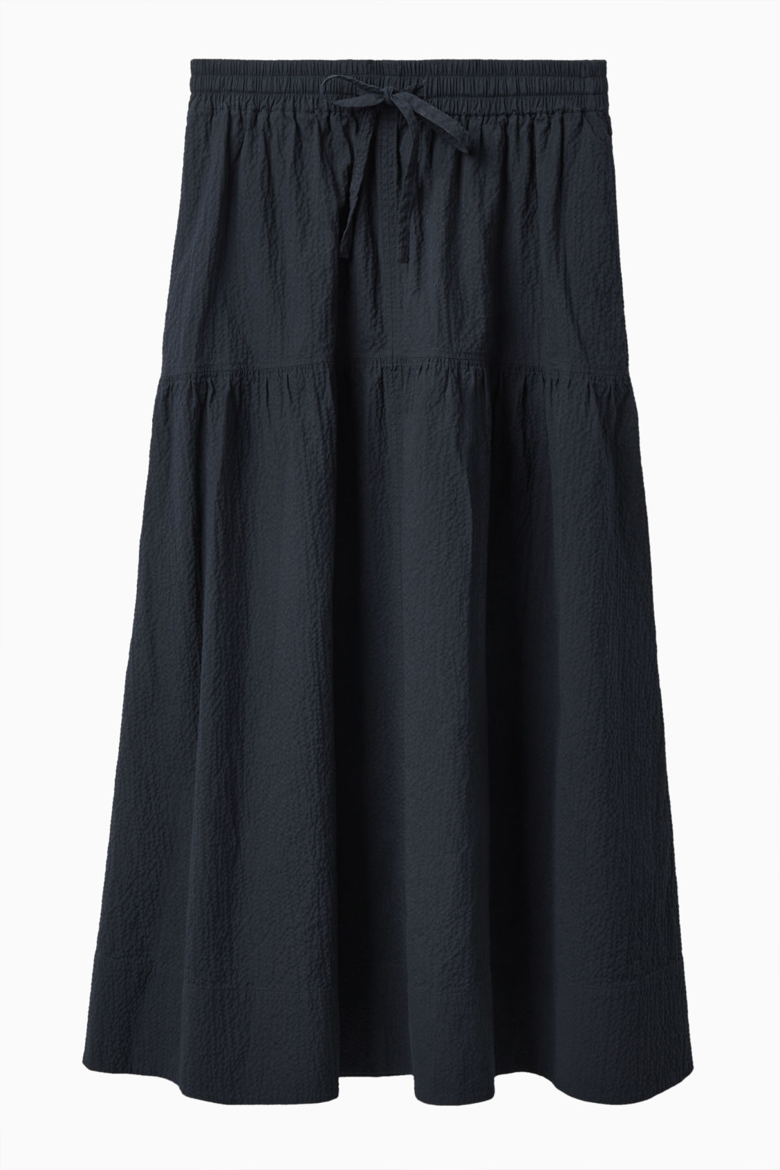 COS Seersucker Midi Skirt in NAVY | Endource