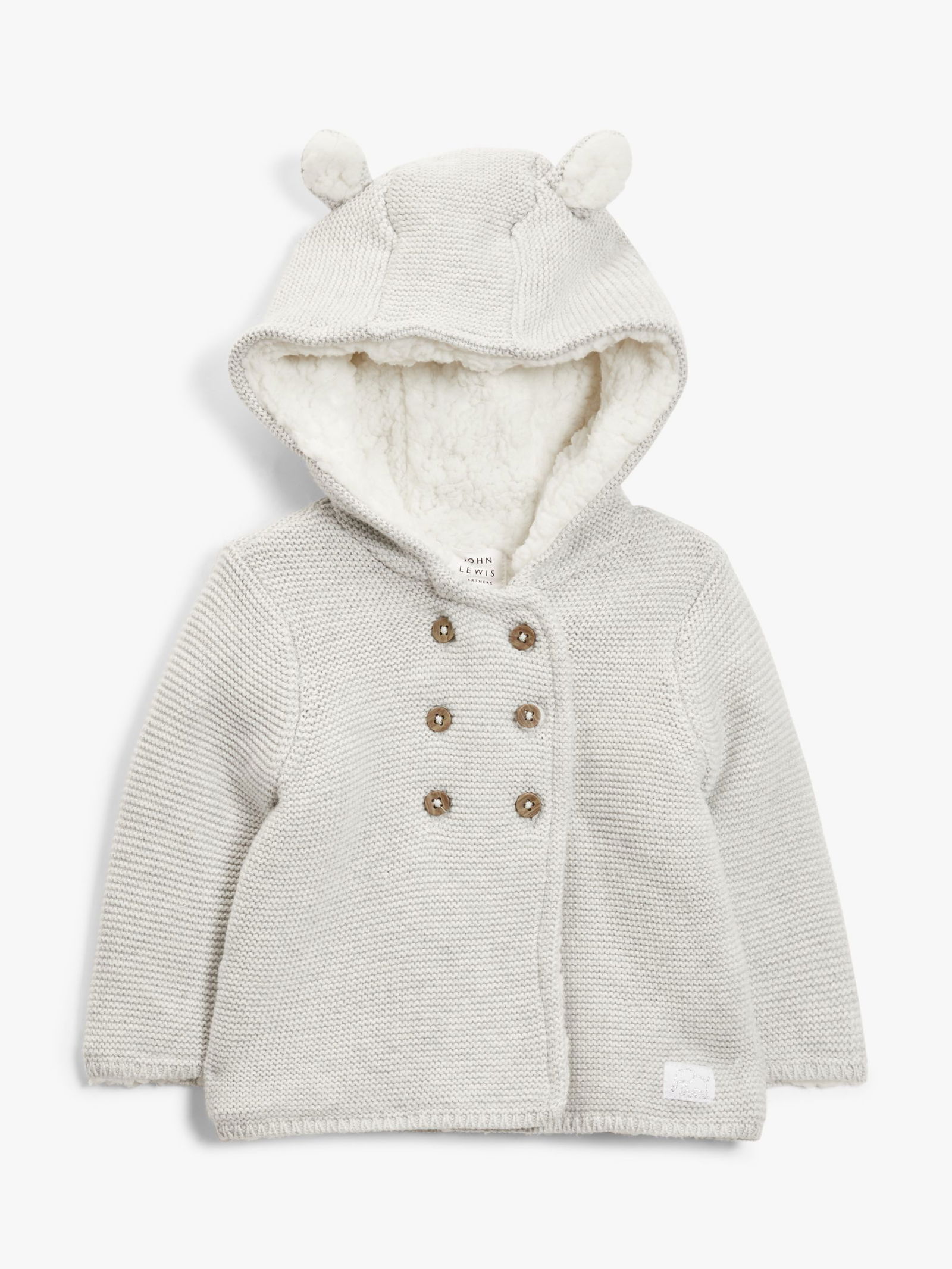 JOHN LEWIS Baby Knitted Bunny Hood Pram Jacket in Blue | endource