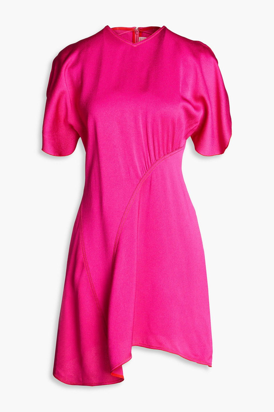 VICTORIA BECKHAM Ruched Satin-Crepe Mini Dress in Pink | endource