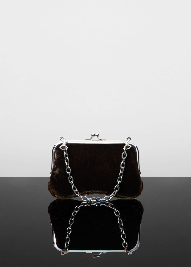MANGO Mango x Jen Ceballos - Chain Velvet Bag in Chocolate | Endource