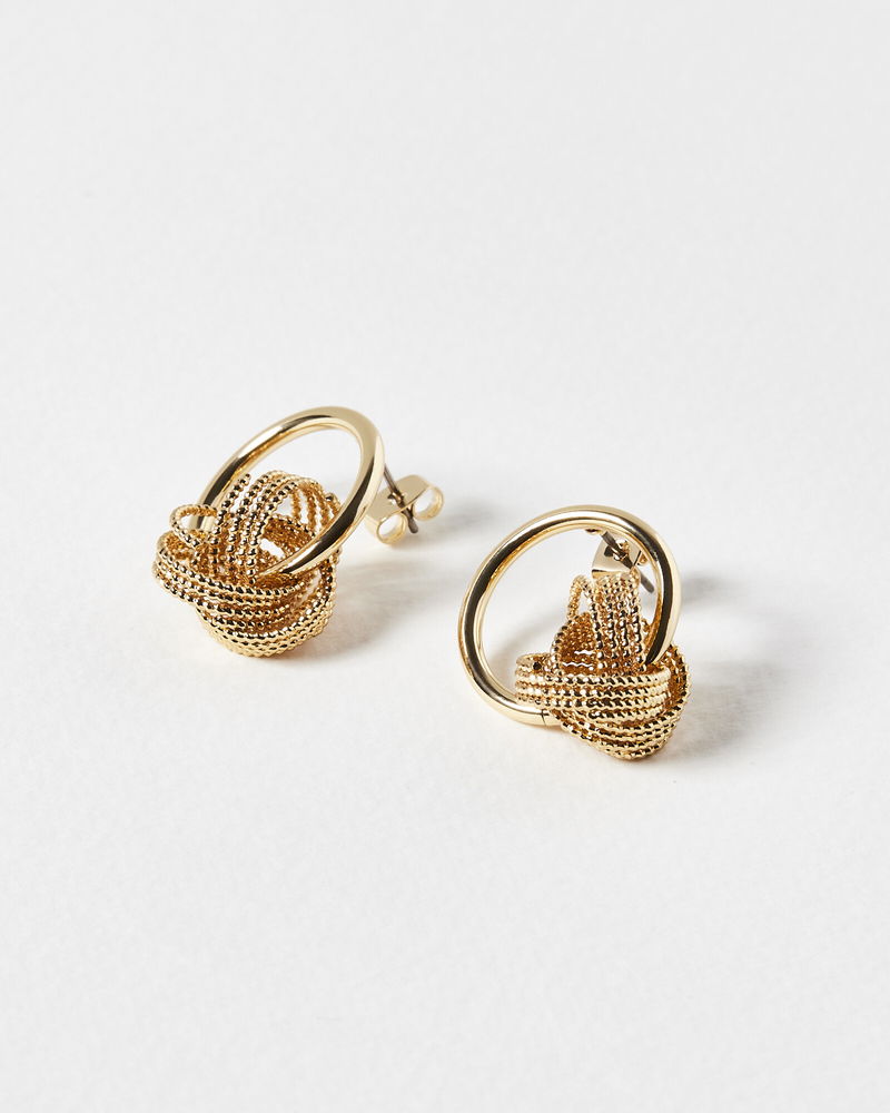 OLIVER BONAS Celestia Interlinked Loops Drop Earrings in Gold | endource