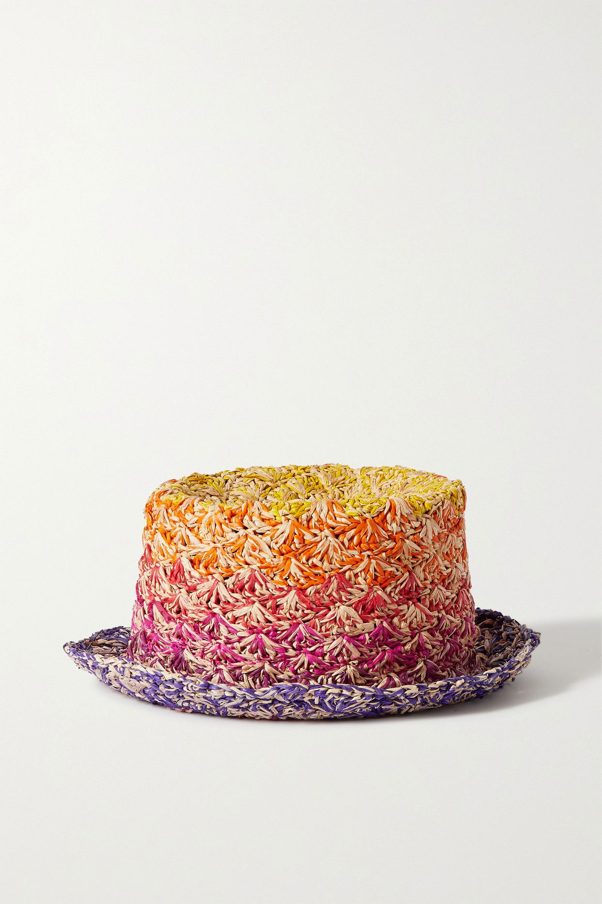 ISABEL MARANT Positano Crocheted Raffia Bucket Hat in Purple | endource