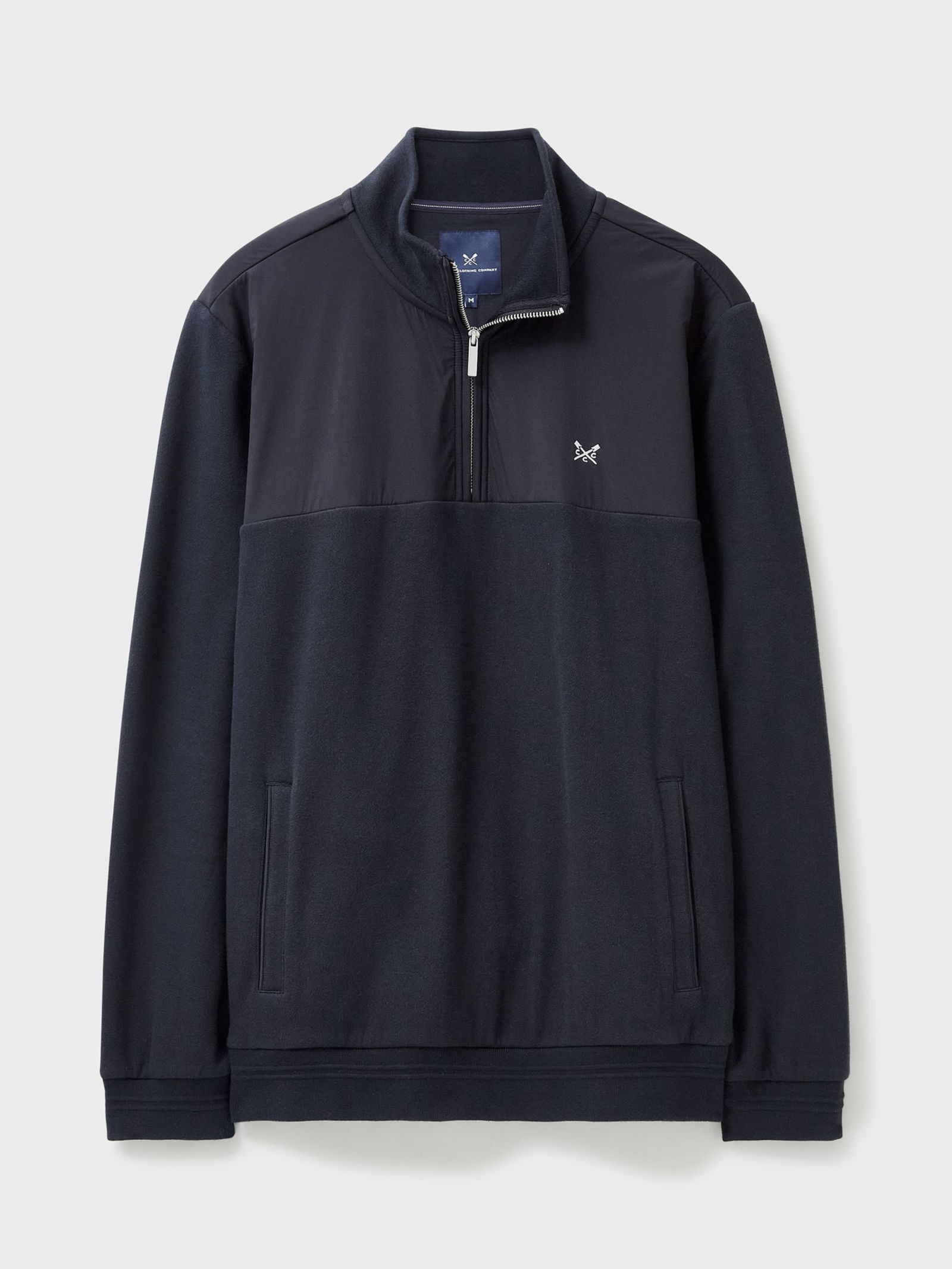 CREW CLOTHING Interlock Pique Half Zip Jumper in Black | endource