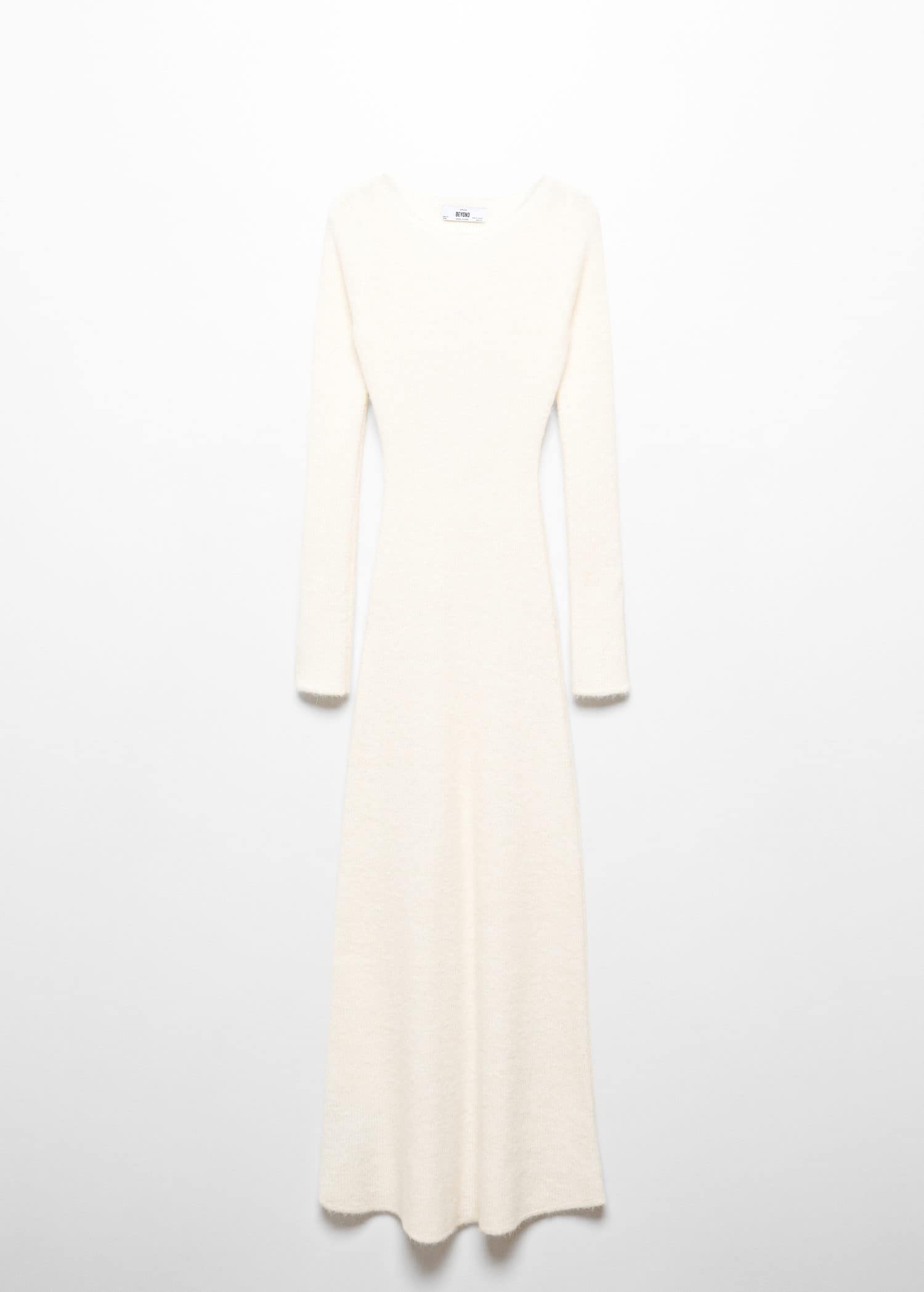 MANGO Open-Back Knitted Dress in Ecru | endource