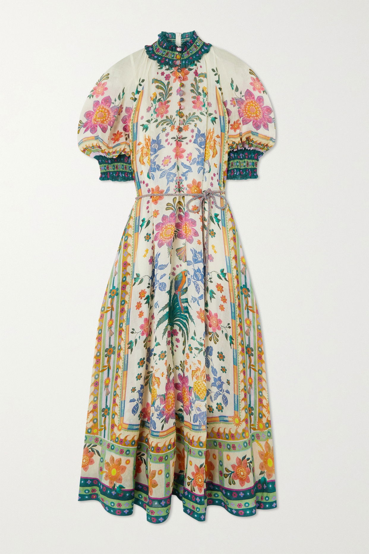ZIMMERMANN Ginger Swing Belted Floral-Print Ramie-Voile Maxi Dress ...